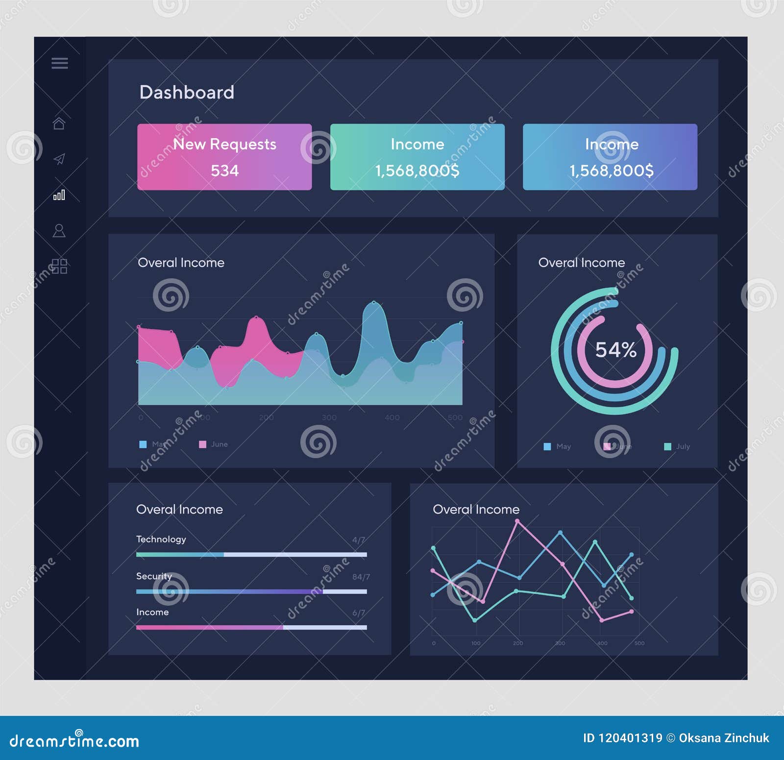 Infographic Template With Flat Design Daily Statistics Graphs ...