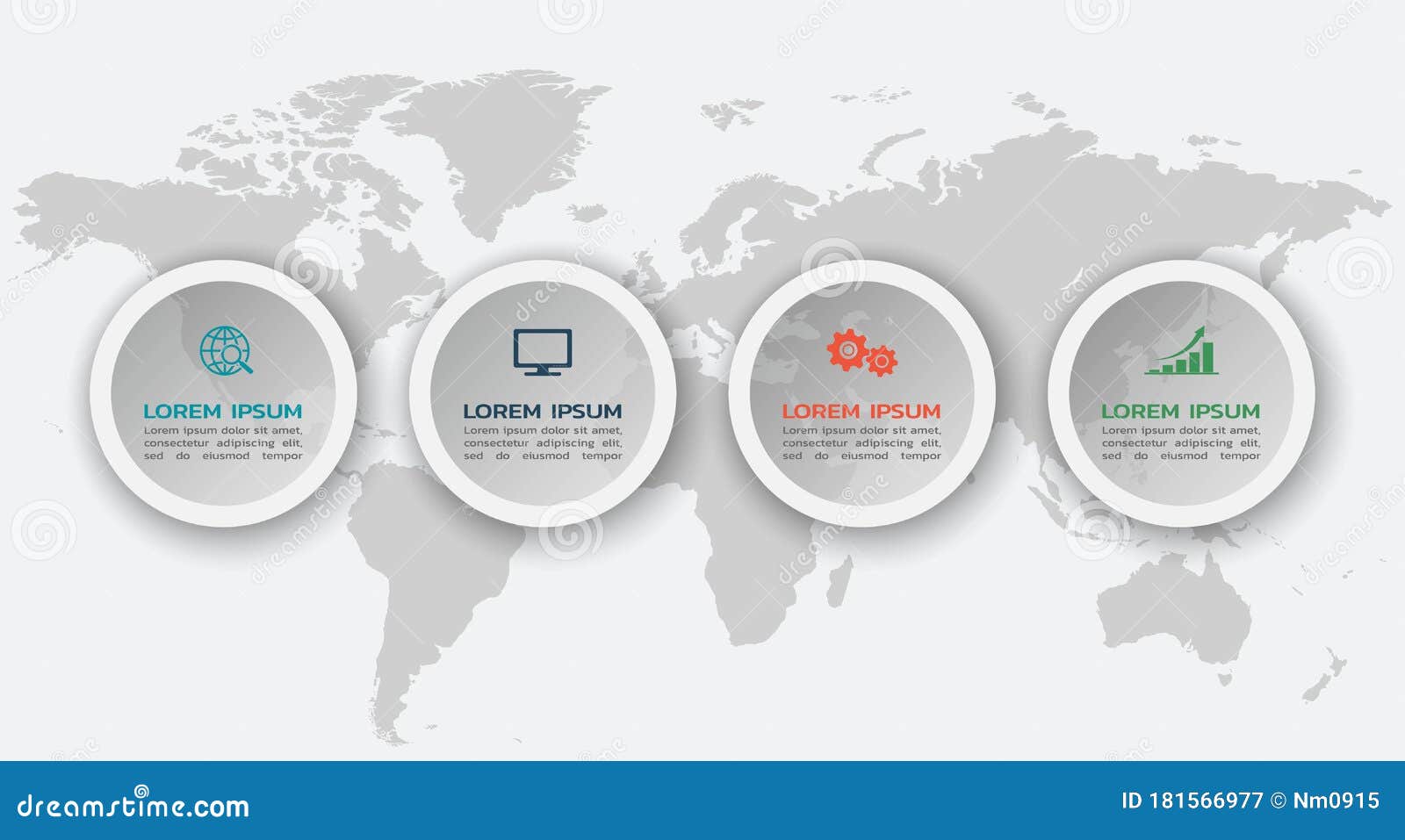 Infographic Template with Four Options and World Map Stock Vector ...
