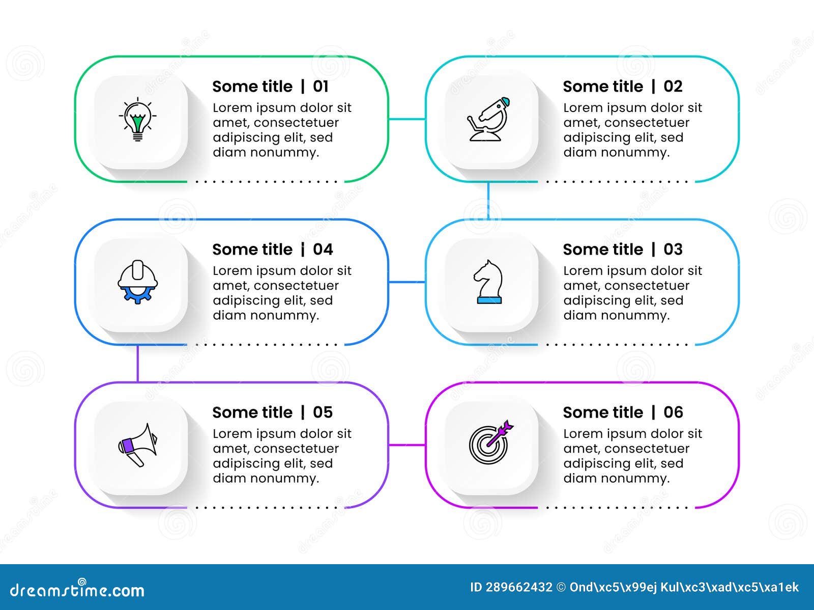 Infographic Template. 6 Frames Connected by a Line Stock Illustration ...