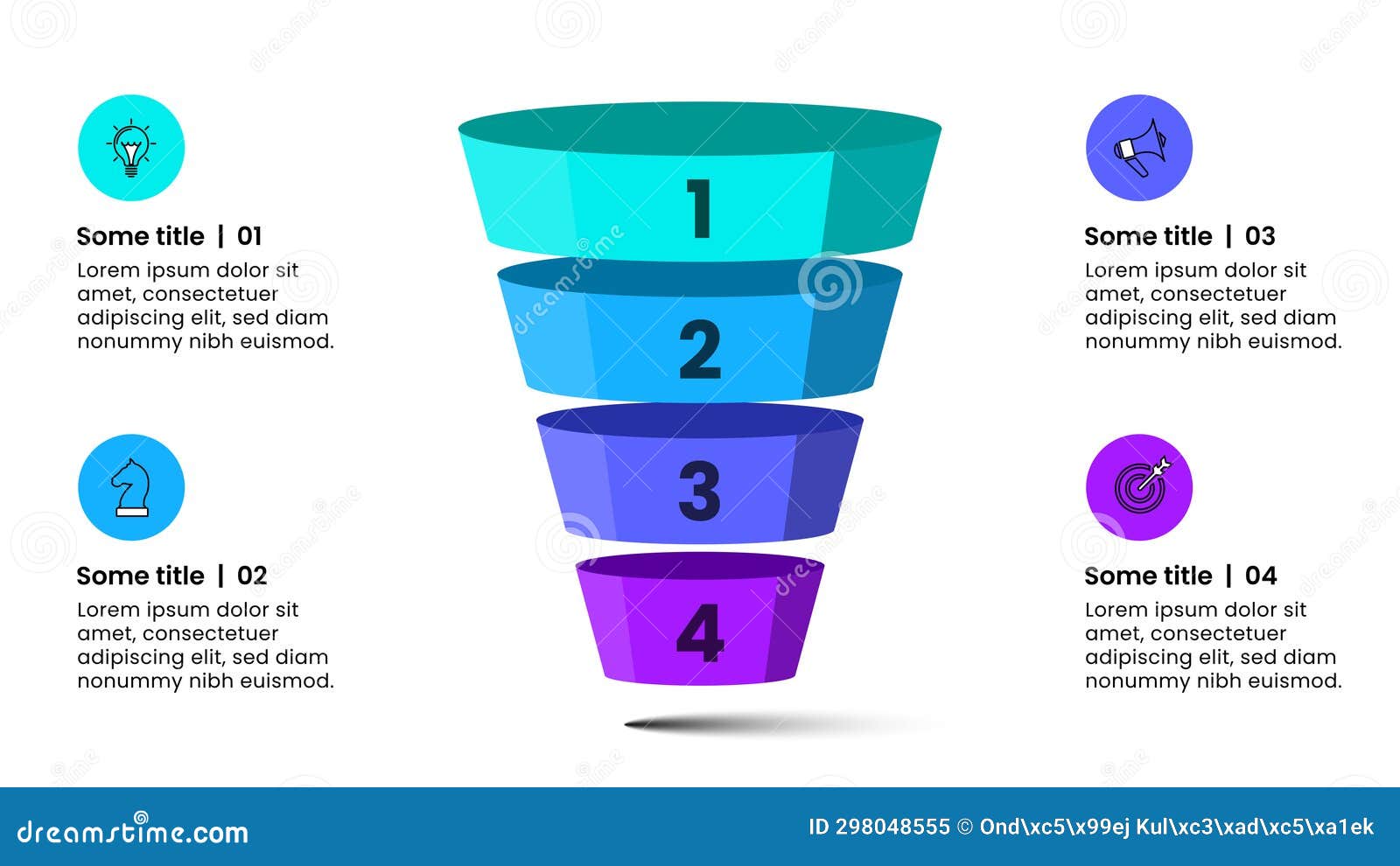 Infographic Template. Funnel with 4 Steps and Icons 向量例证 - 插画 包括有 要素 ...
