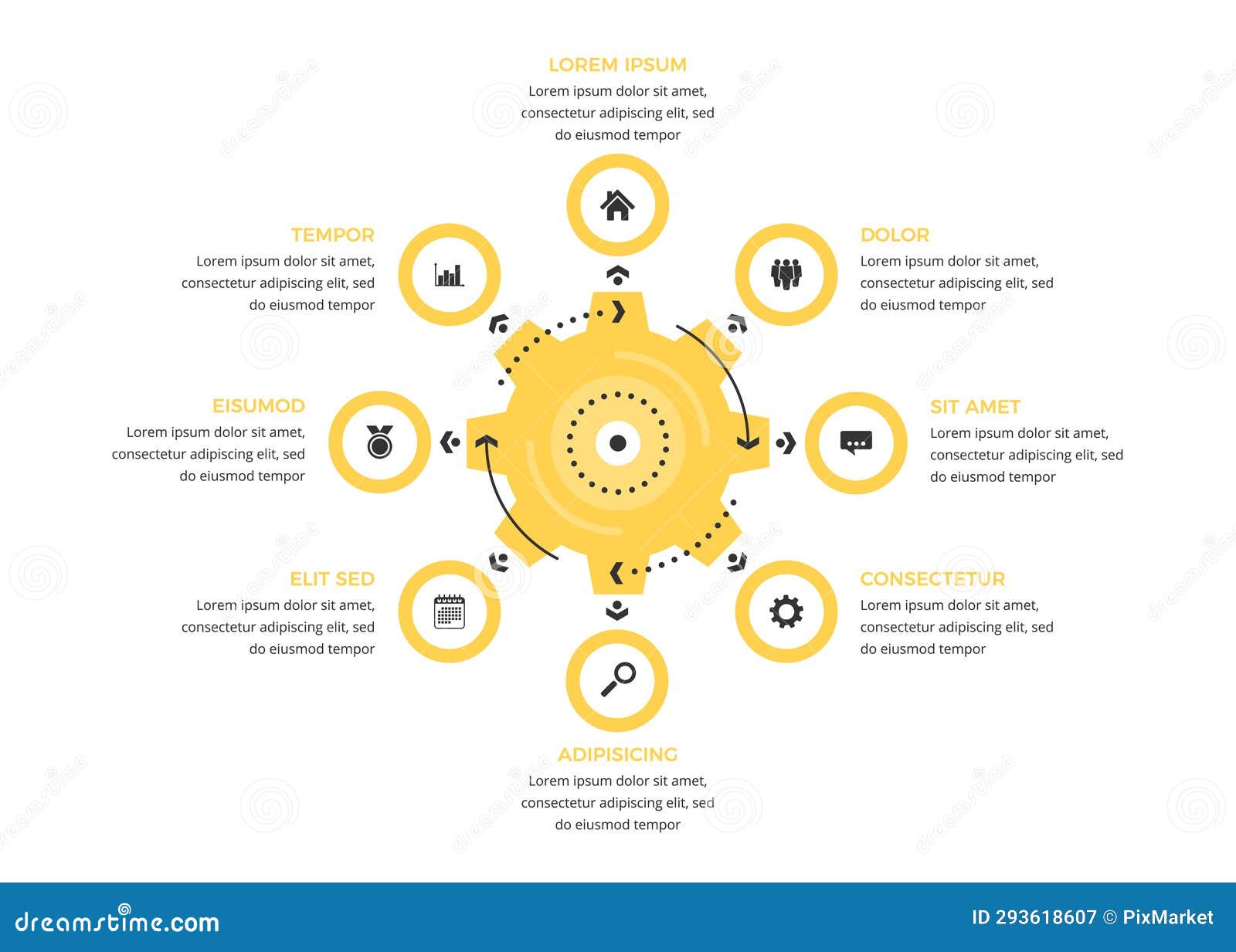 Infographic Template with Gear Stock Vector - Illustration of industry ...