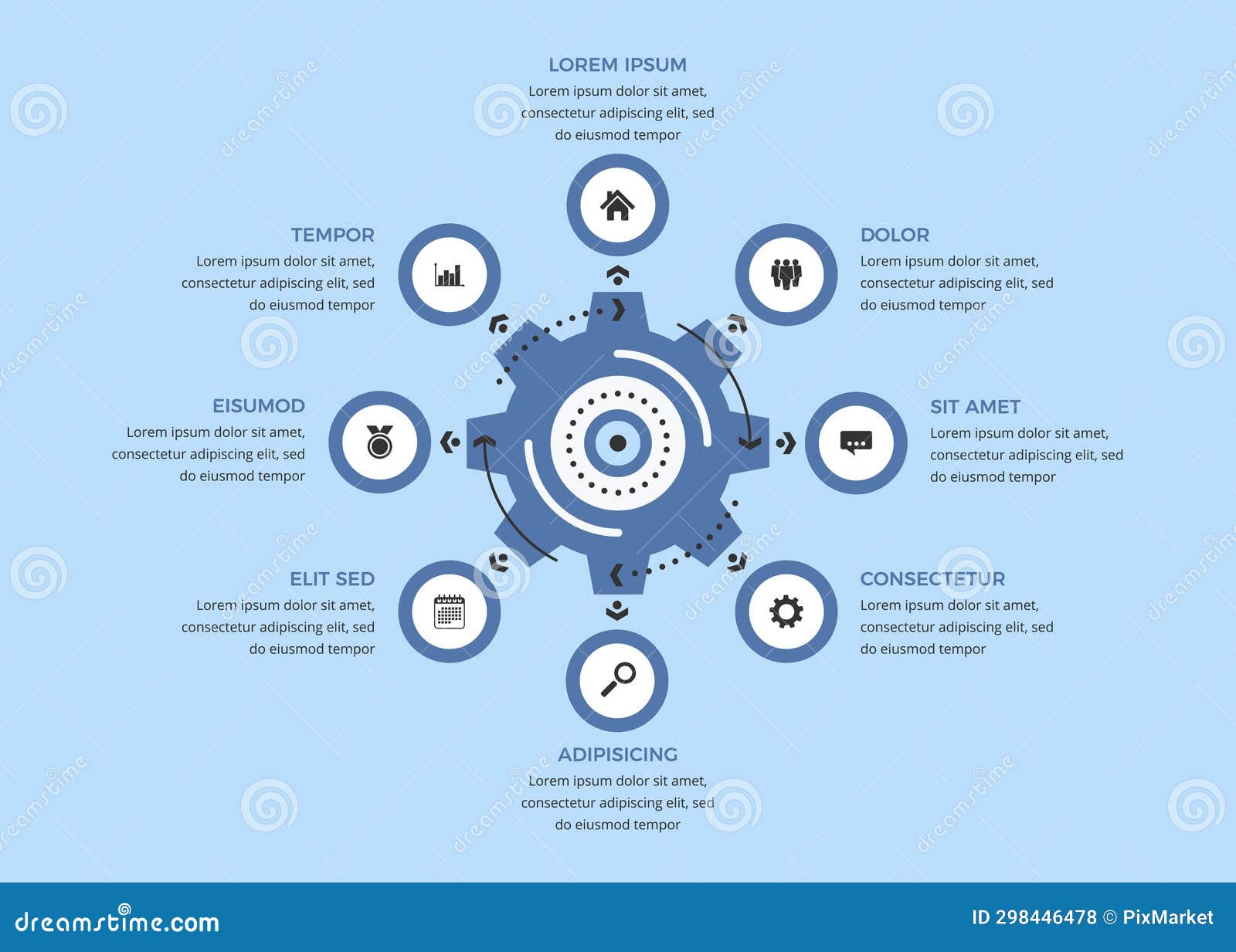 Infographic Template with Gear Stock Vector - Illustration of round ...