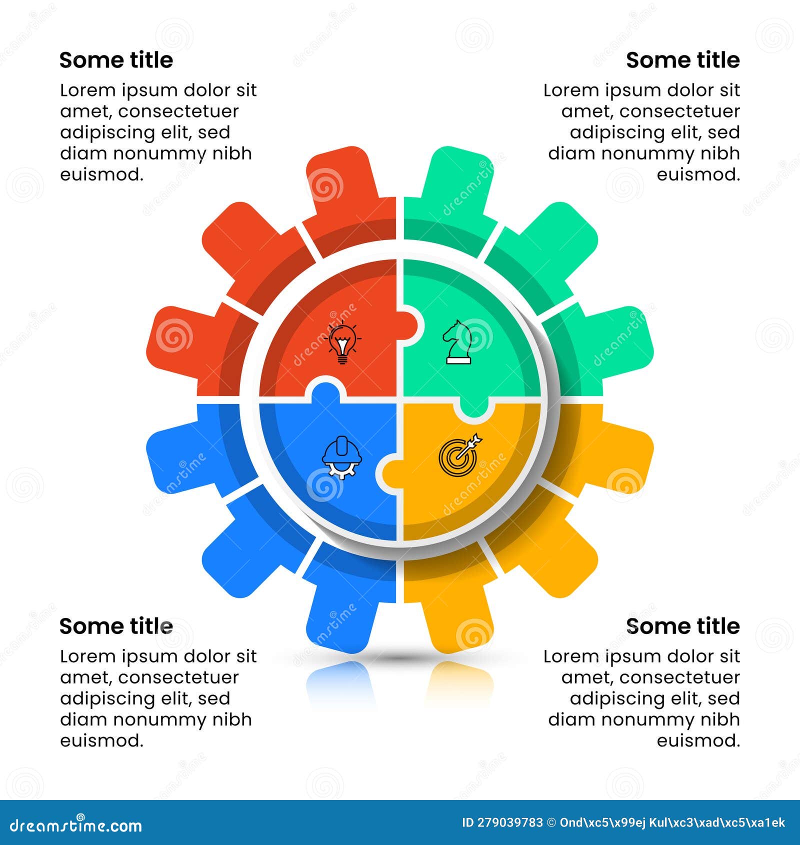 Infographic Template. Gear with Puzzle Pieces and 4 Steps Stock Vector ...