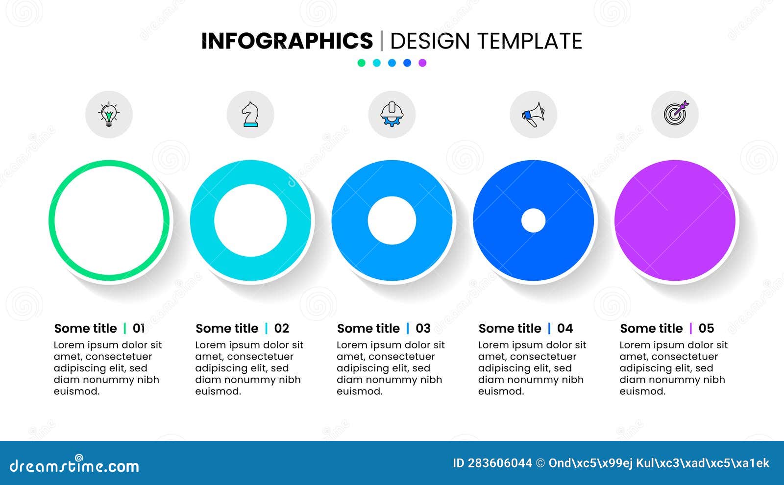 Infographic Template. Gradually Filling Circles with 5 Steps Stock ...