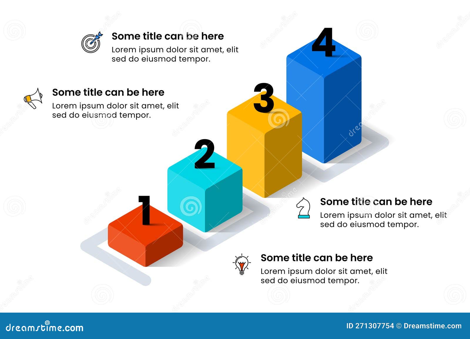 Infographic Template. 4 Gradually Growing Columns in Isometric Style ...