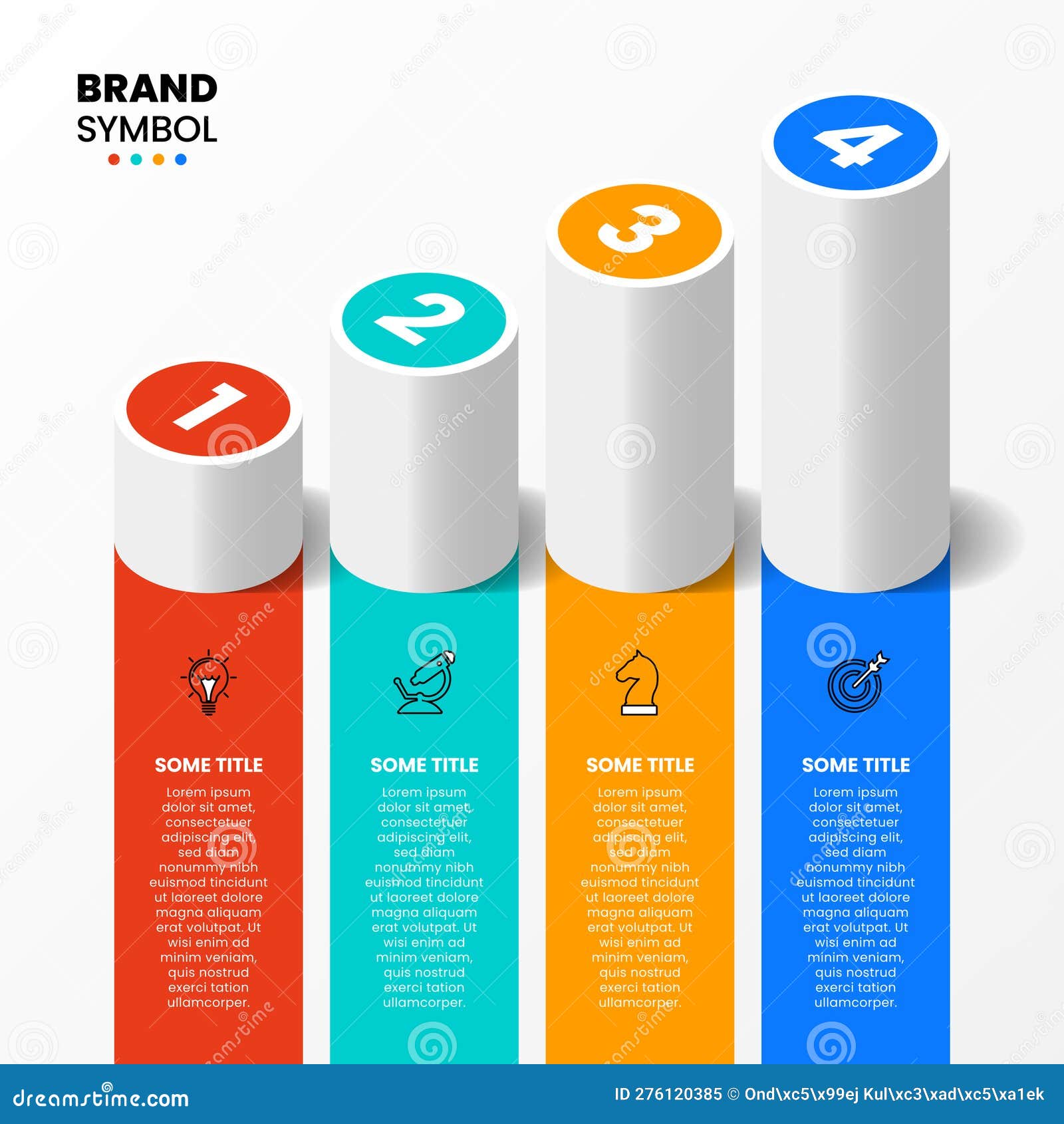 Infographic Template. 4 Gradually Increasing Columns with Numbers Stock ...
