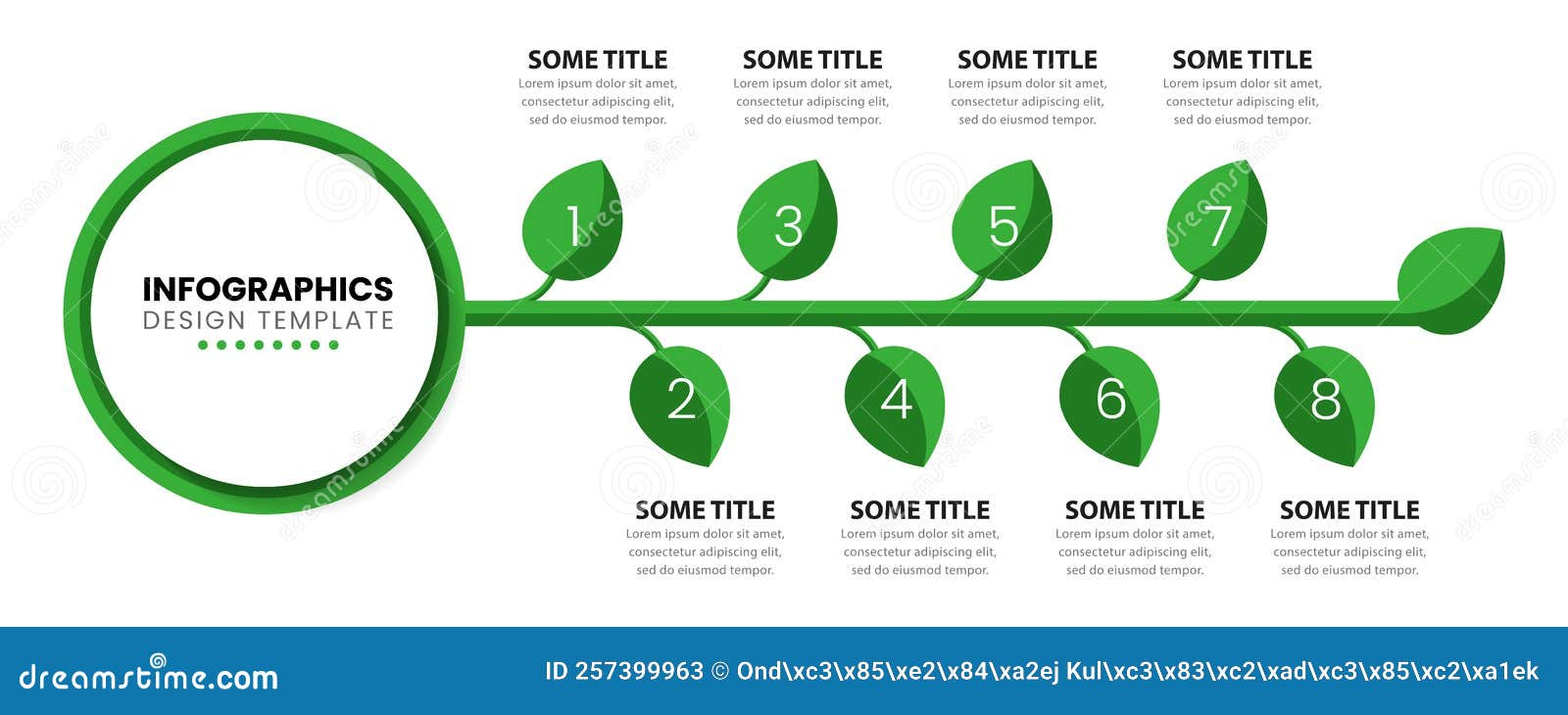 Infographic Template. Green Timeline with 8 Steps Stock Vector ...