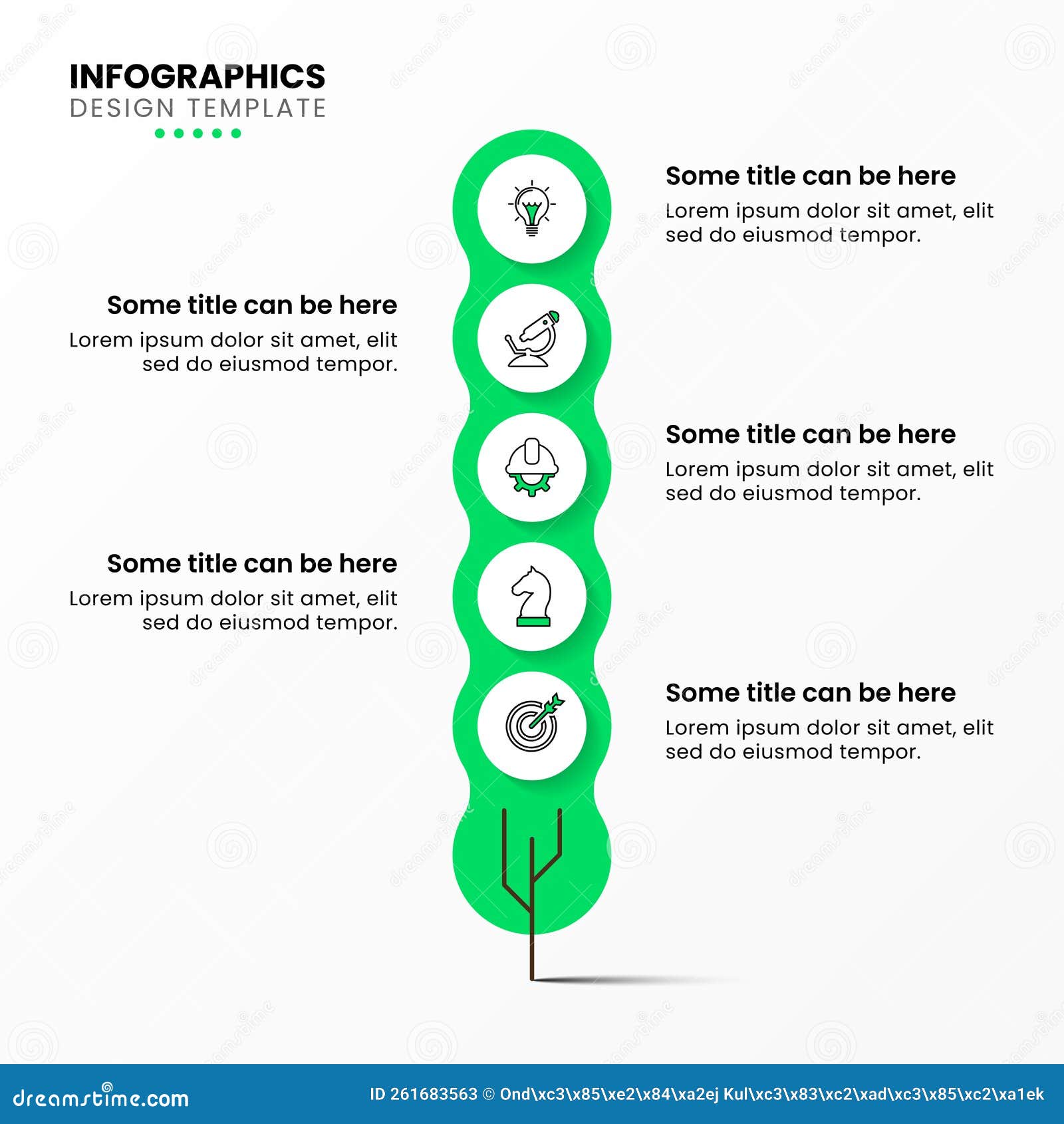 Infographic Template. Green Tree with 5 Steps and Icons Stock Vector ...