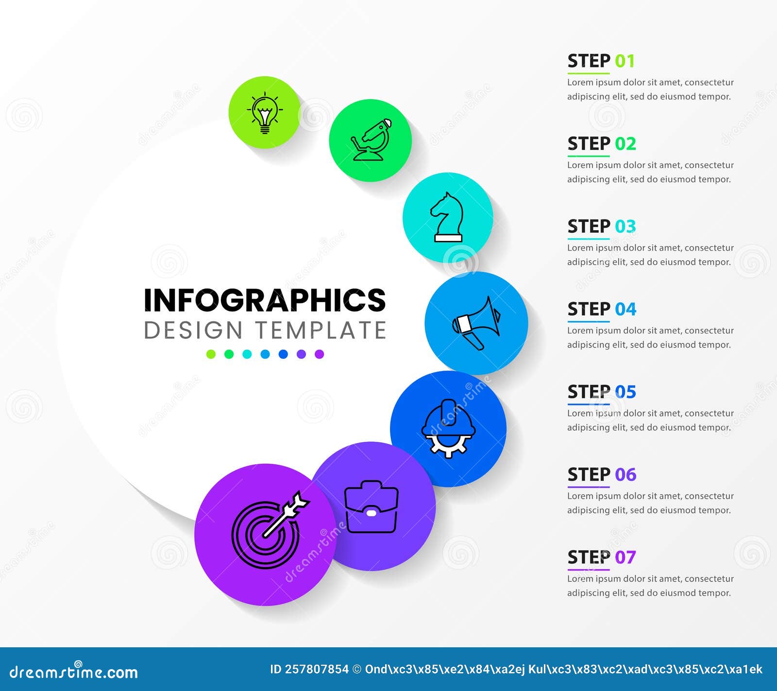 Infographic Template. 7 Growing Circles with Icons Stock Vector ...