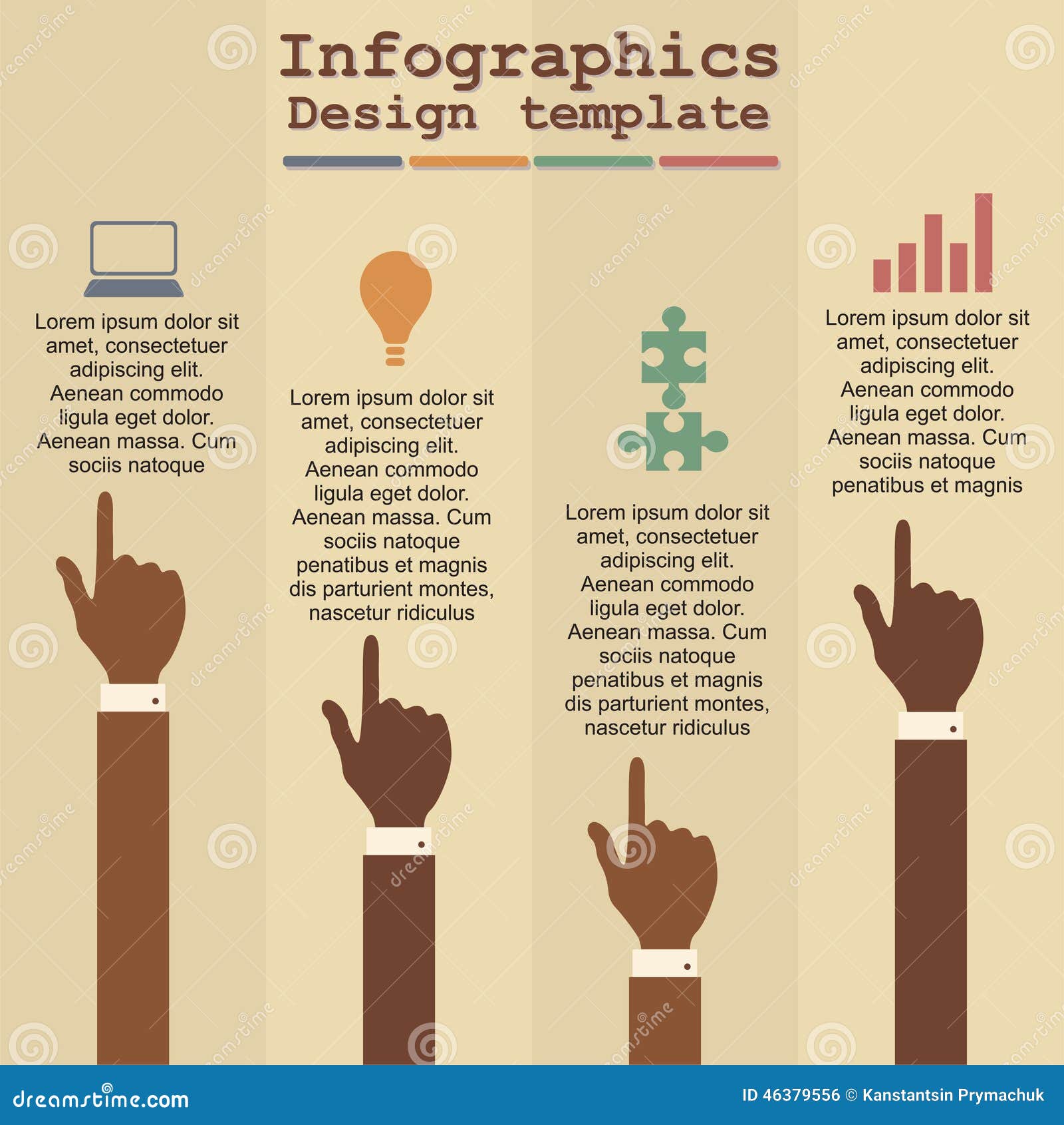 Infographic Template with Hands and Text. Vector Stock Vector ...