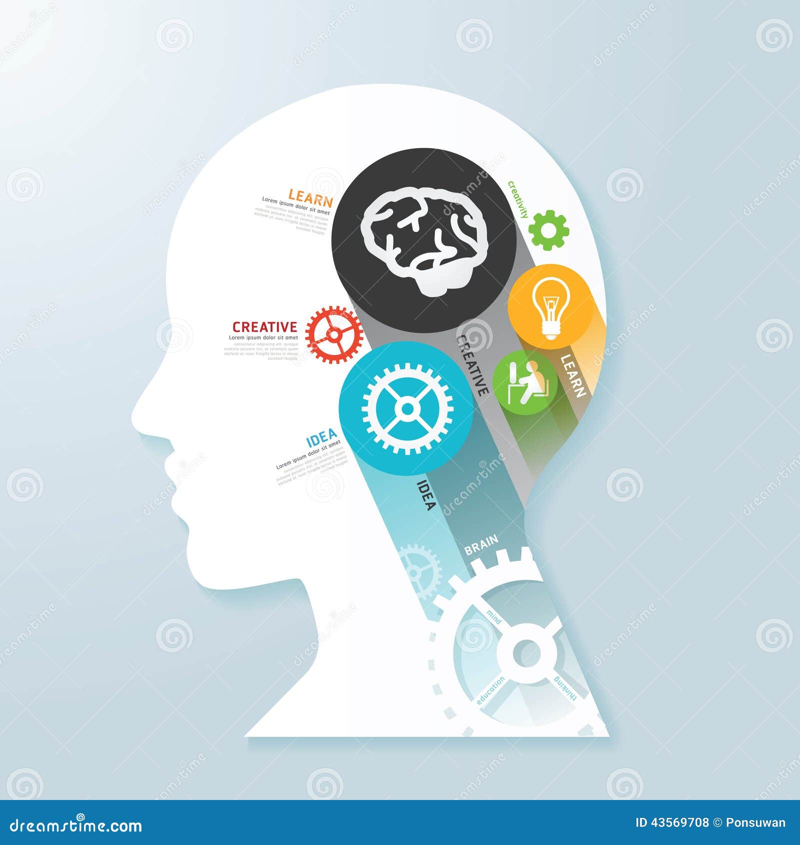 Infographic Template with Head Paper Banner . Concept Vector. Stock ...