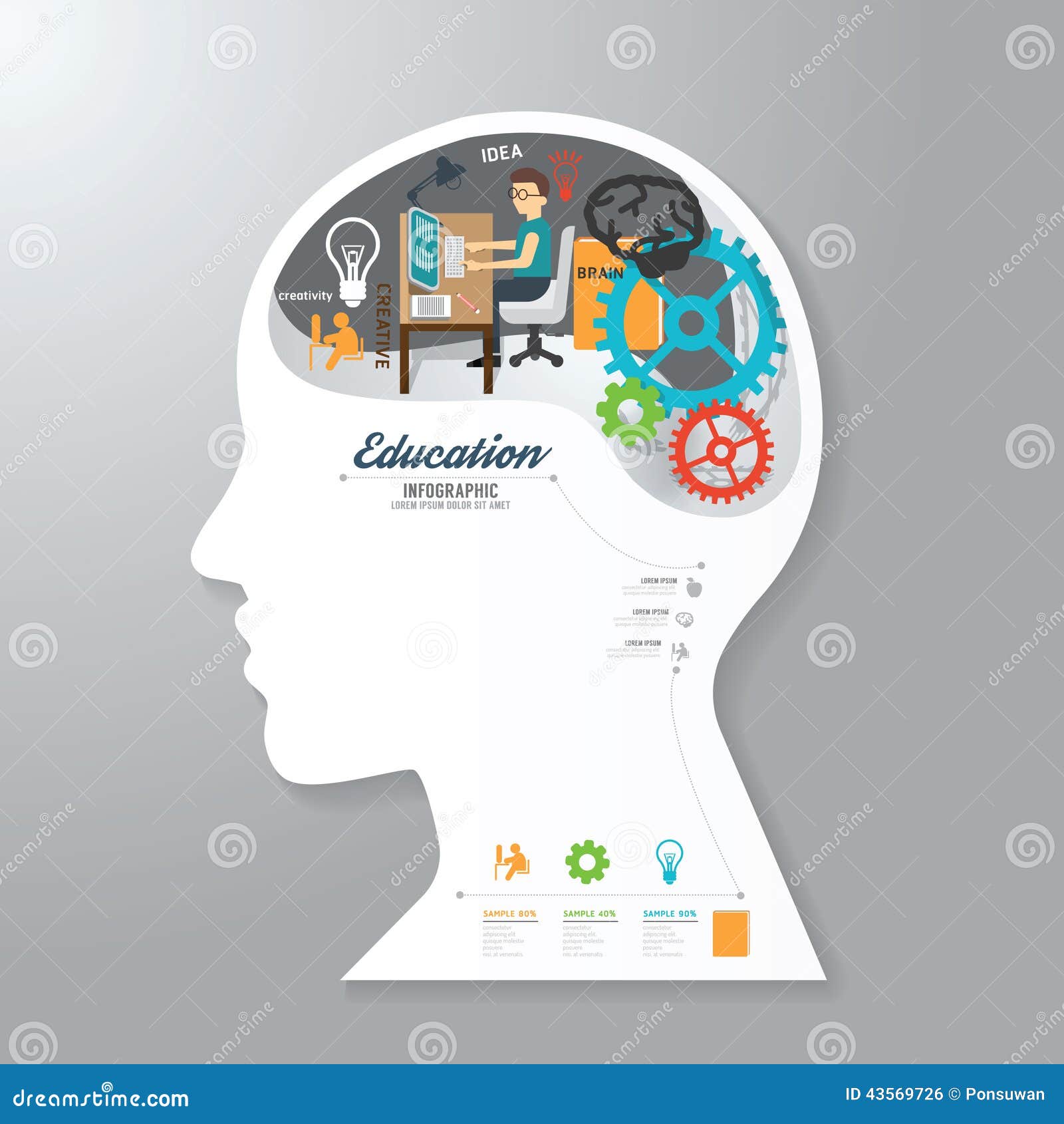 Infographic Template with Head Paper Banner . Think Concept. Stock ...