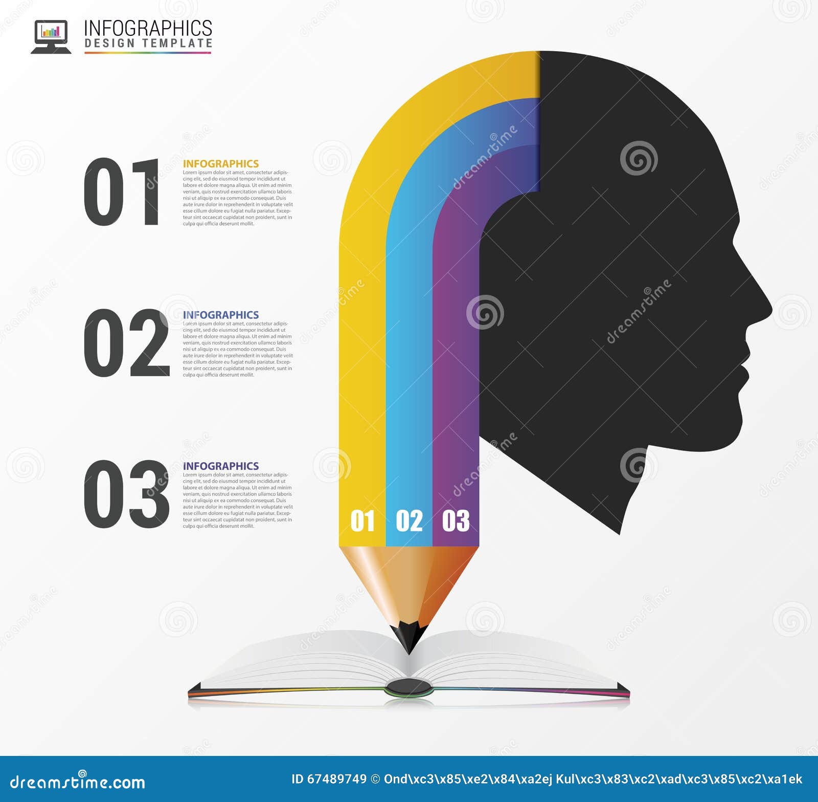 Infographic Template with Head and Pencil. Vector Stock Vector ...