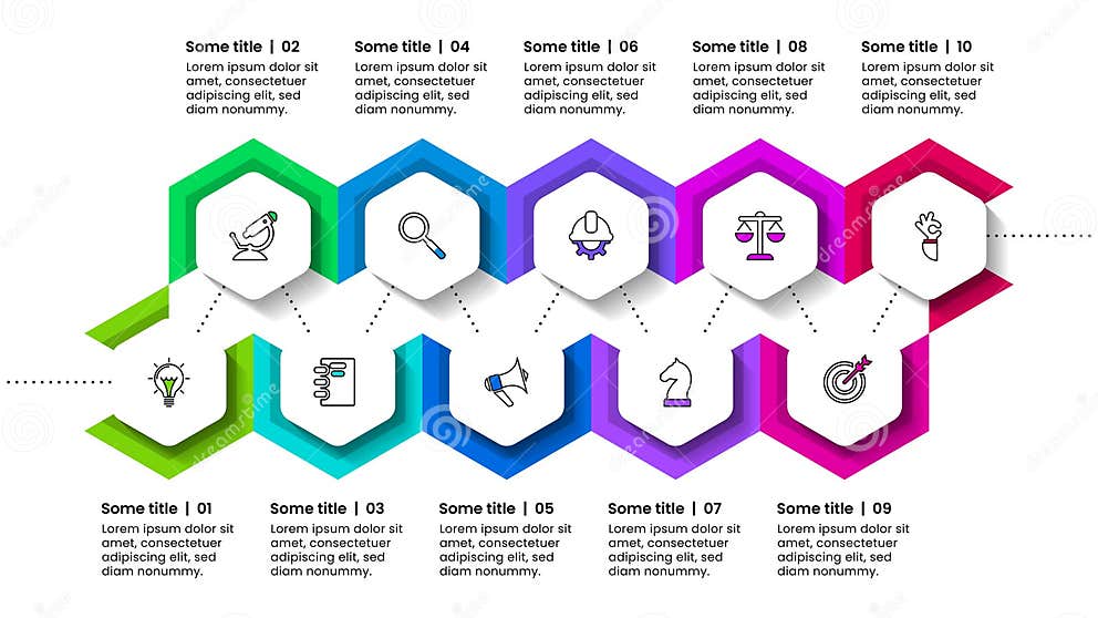 Infographic Template. 10 Hexagons with Icons Connected by a Line Stock ... Infographic Template. 10 Hexagons with Icons Connected by a Line Stock ...