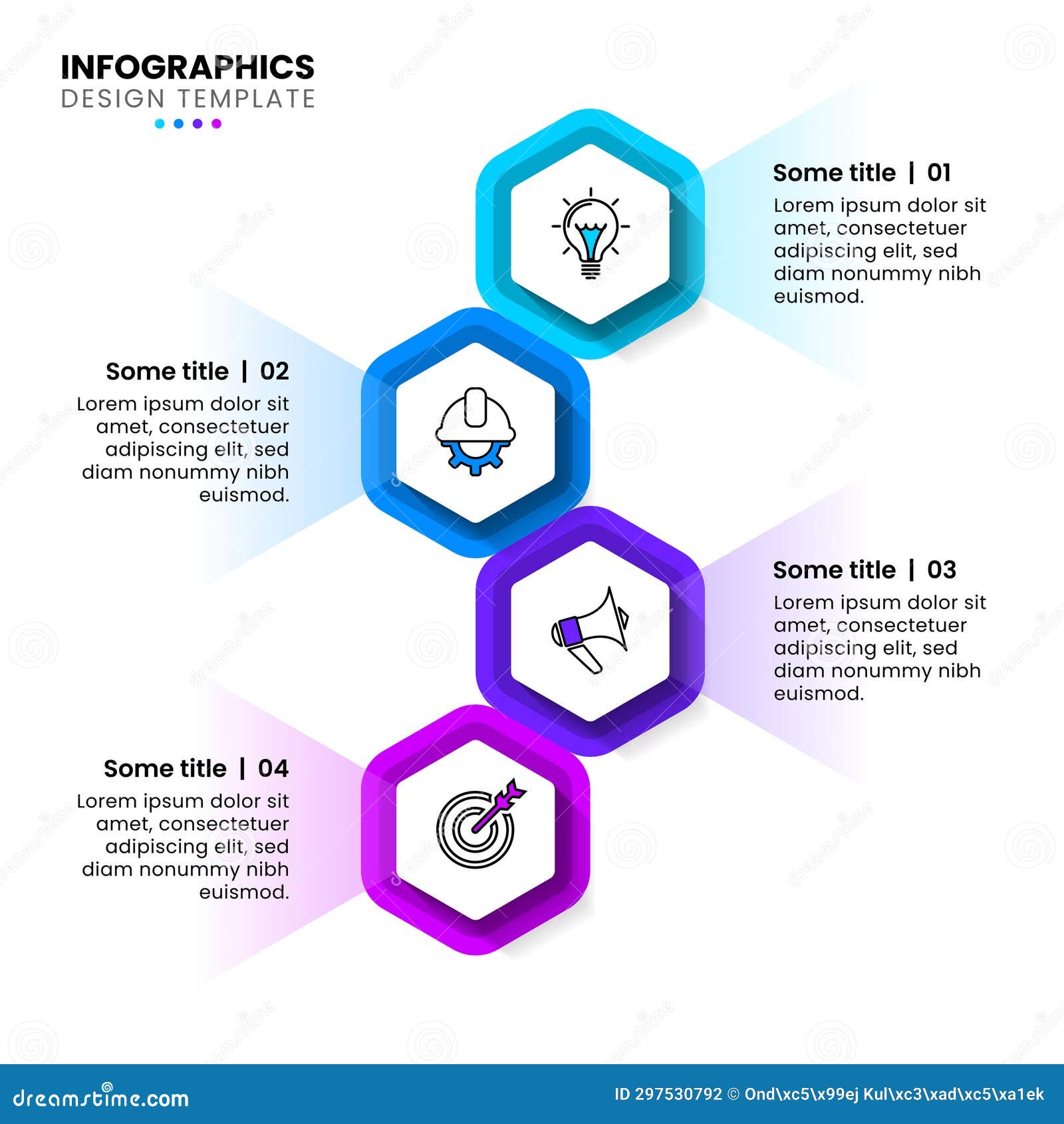 Infographic Template. 4 Hexagons with Icons and Text Stock Illustration ...