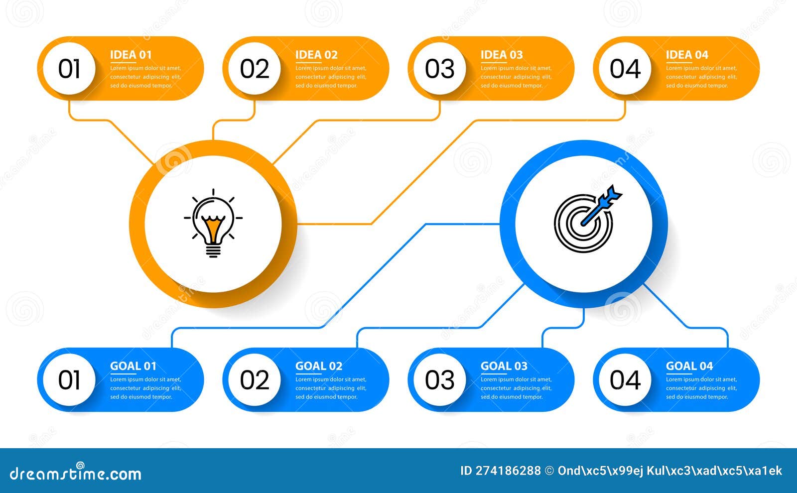 Infographic Template. 2 Icons with 4 Connected Steps Stock Vector ...