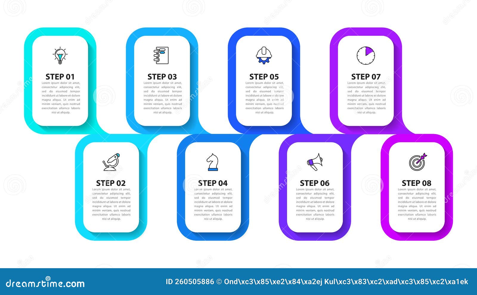 Infographic Template. 8 Banners with Text and Icon Stock Vector ...