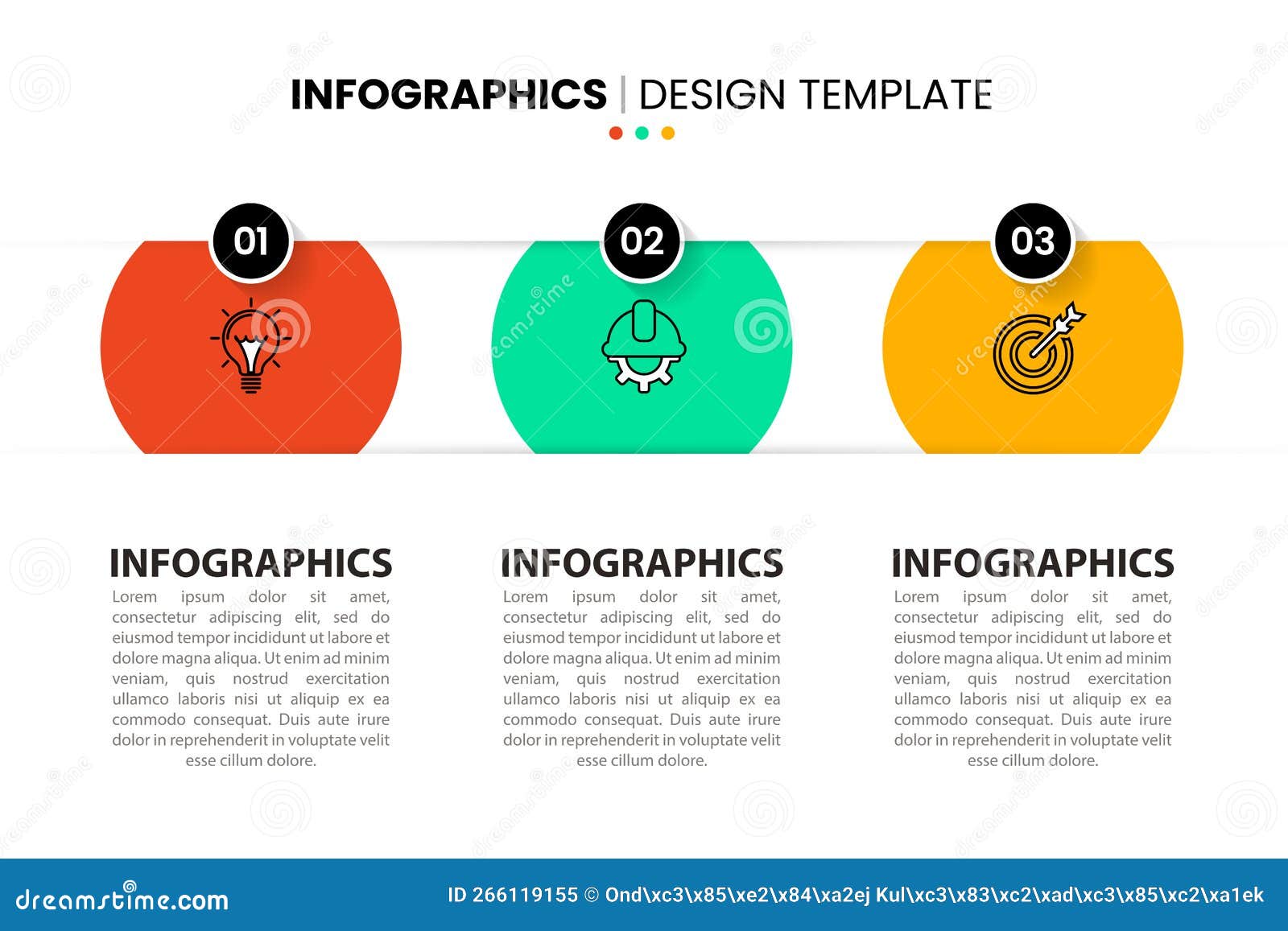 Infographic Template. 3 Circles in a Row with Icons and Numbers Stock ...