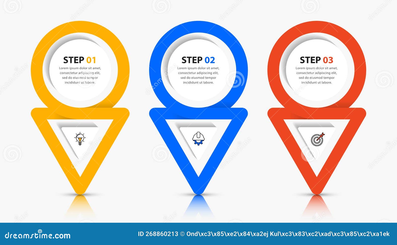 Infographic Template. 3 Triangles with Icons and Text. Vector Stock ...
