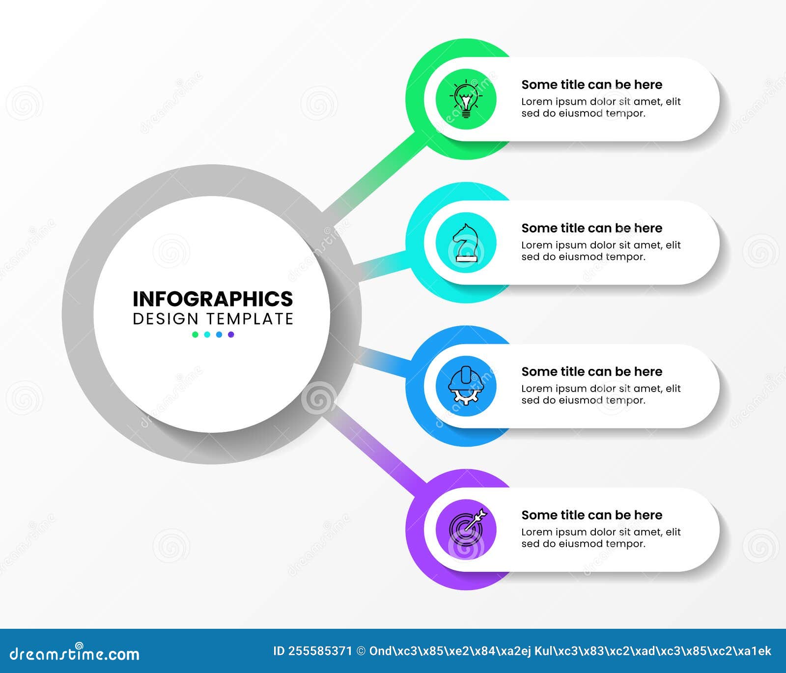 Infographic Template. 4 Linked Circles with Icons and Text Stock Vector ...