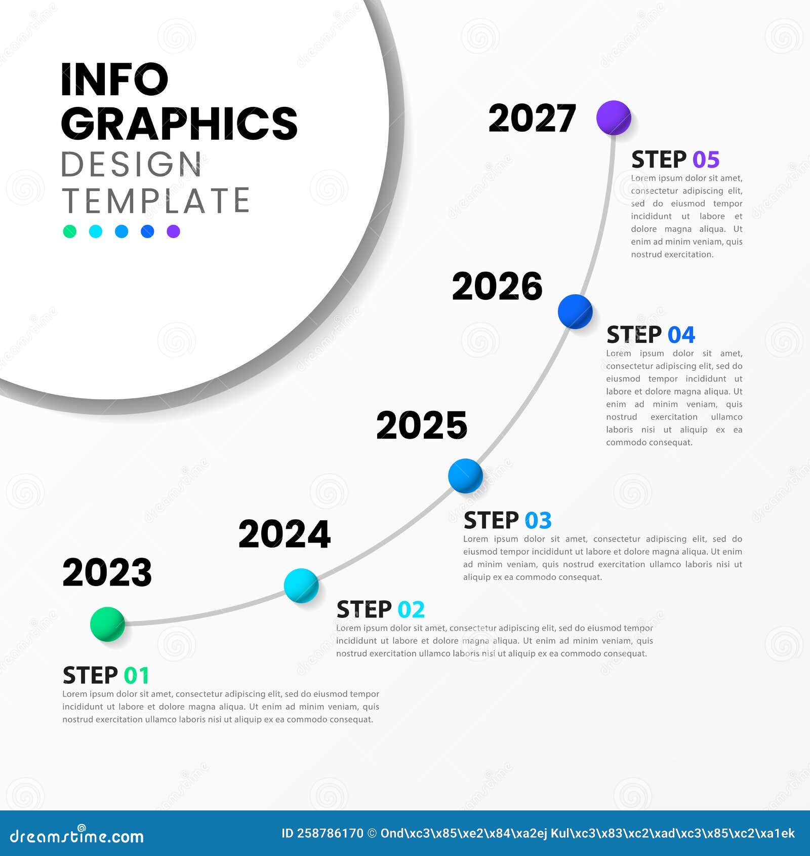 Circular Timeline Steps Infographics Template Cartoon Vector ...