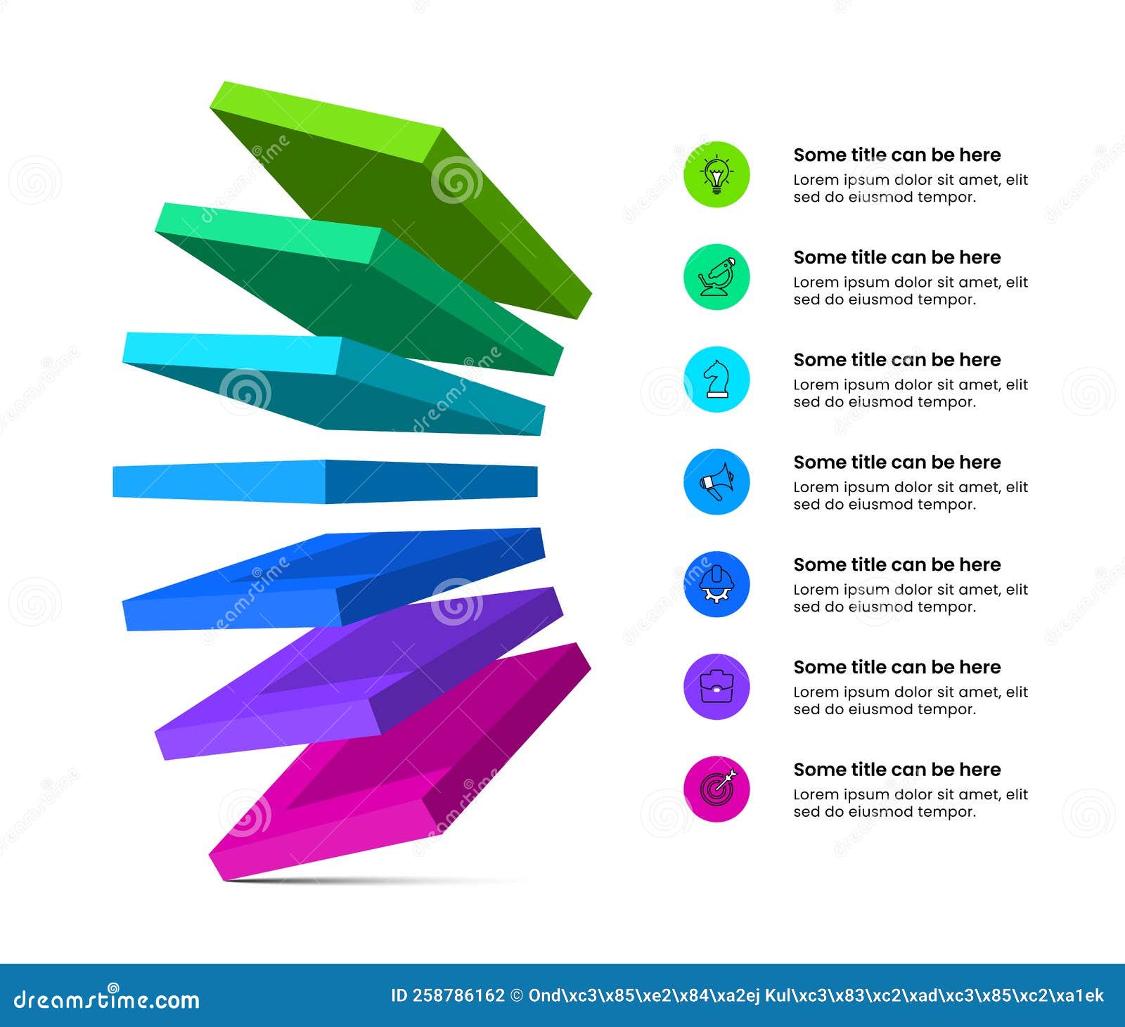 Infographic Template. Seven 3D Squares in a Column Stock Vector ...