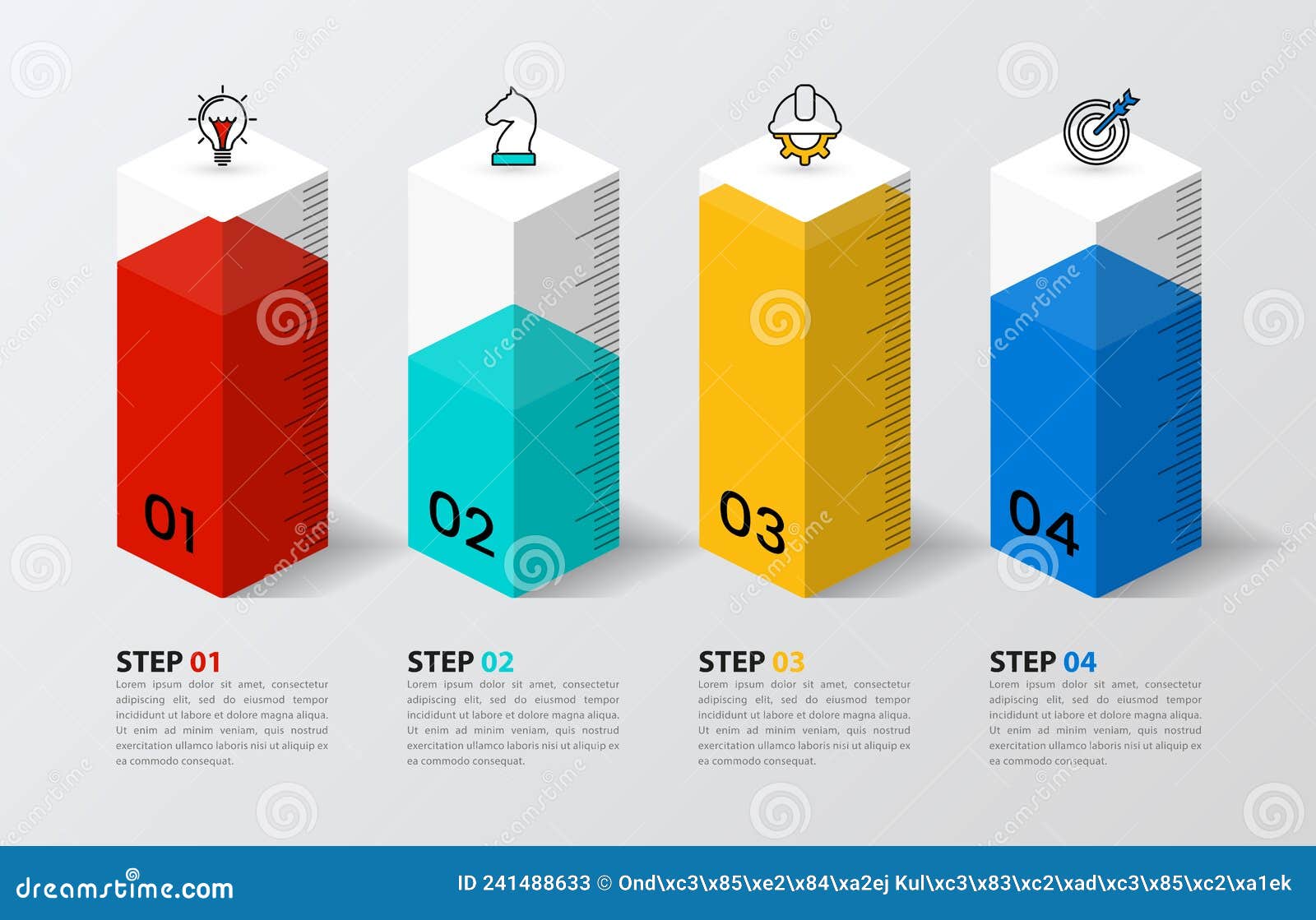 Infographic Template with Icons and 4 Options or Steps. Column Stock ...