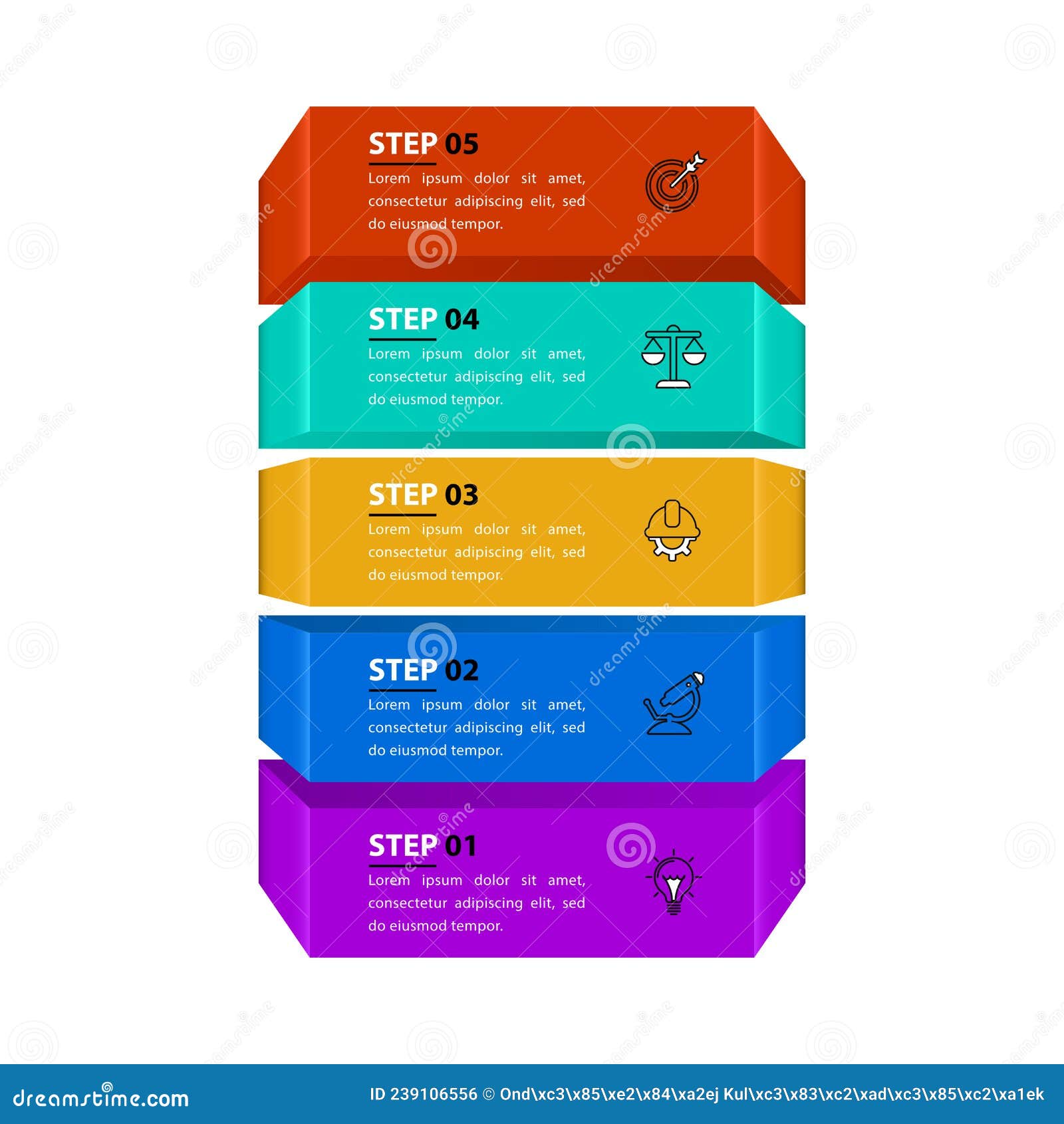 Infographic Template with Icons and 5 Options or Steps. 3d Ladder Stock ...
