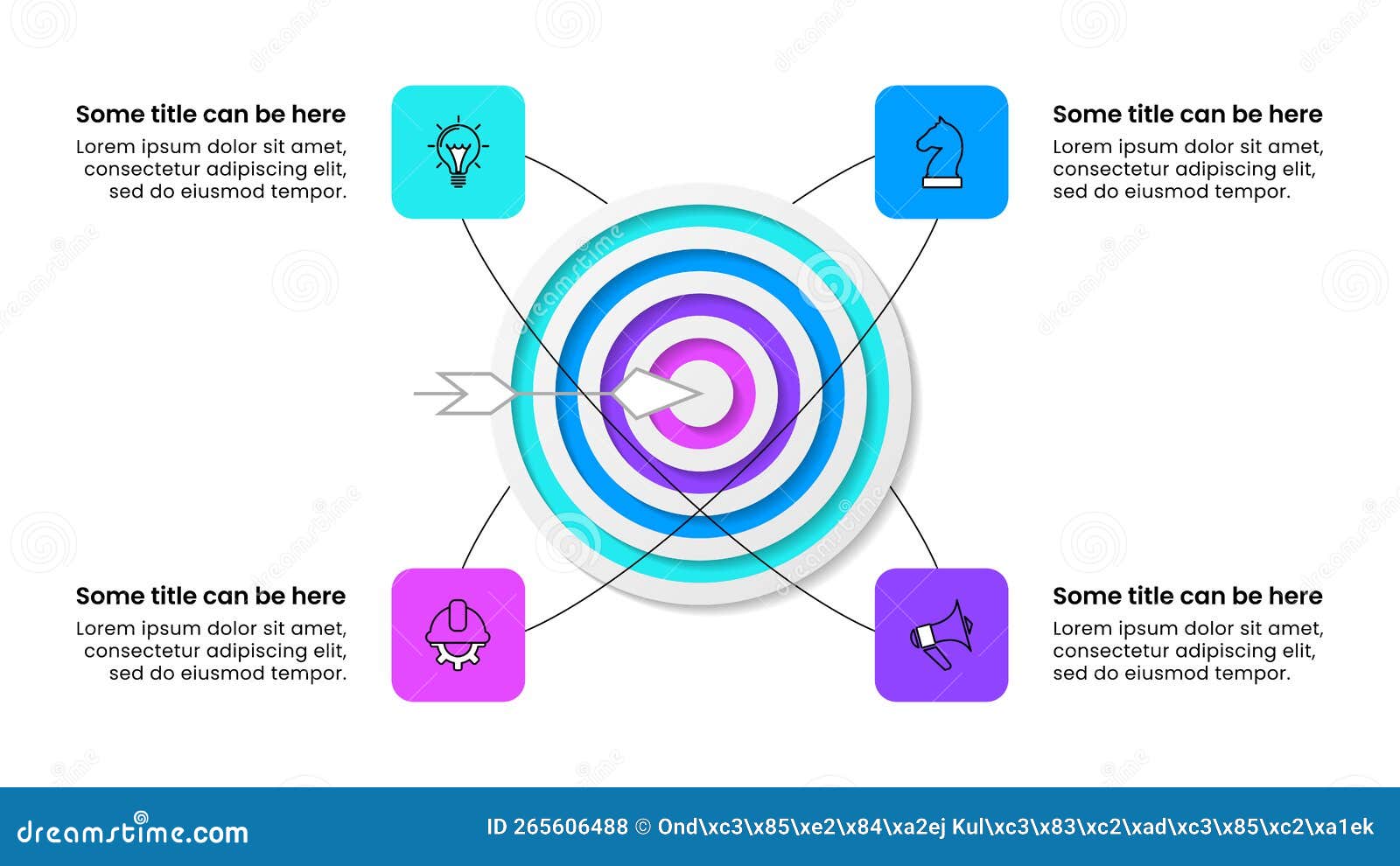 Infographic Template. Dartboard with 4 Steps and Squares with Icons ...