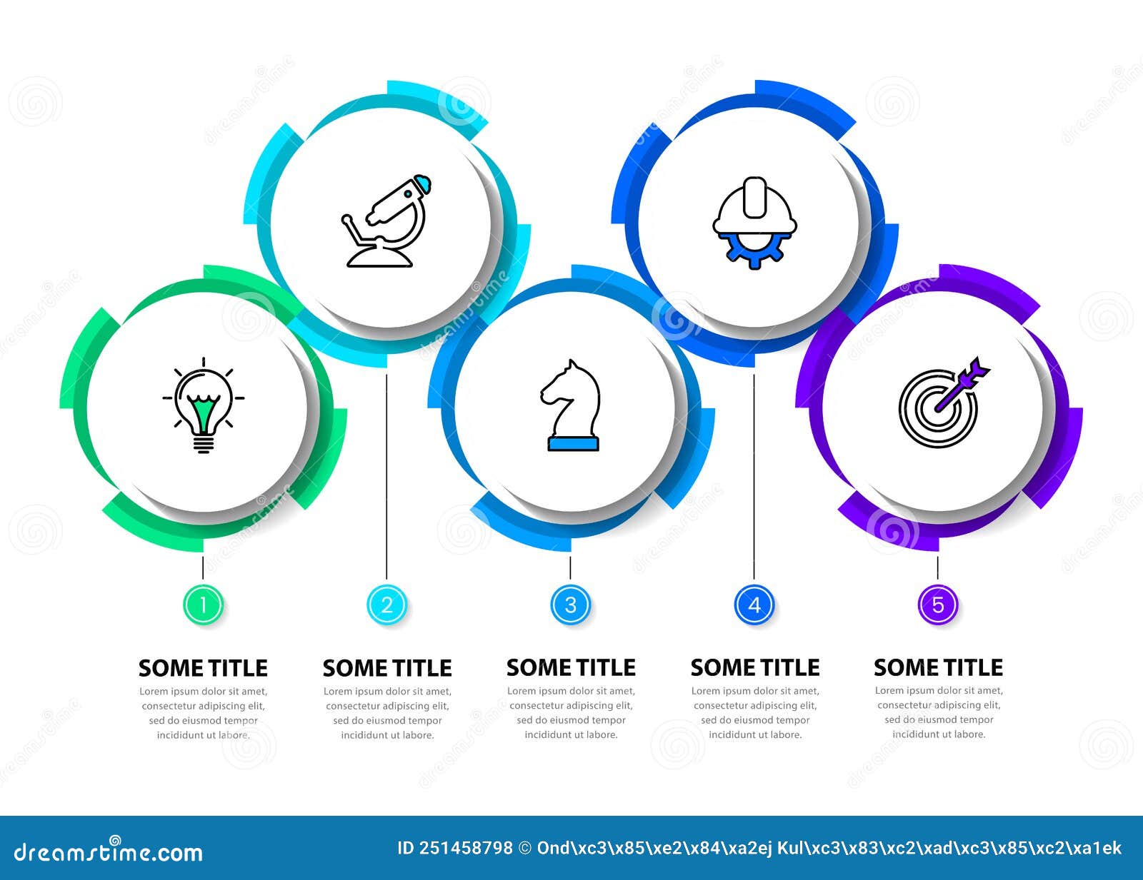 Infographic Template. 5 Connected Gears in a Row with Icons Stock ...