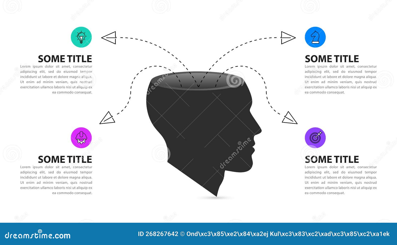 Infographic Template. Open Mind Concept with 4 Steps Stock Vector ...