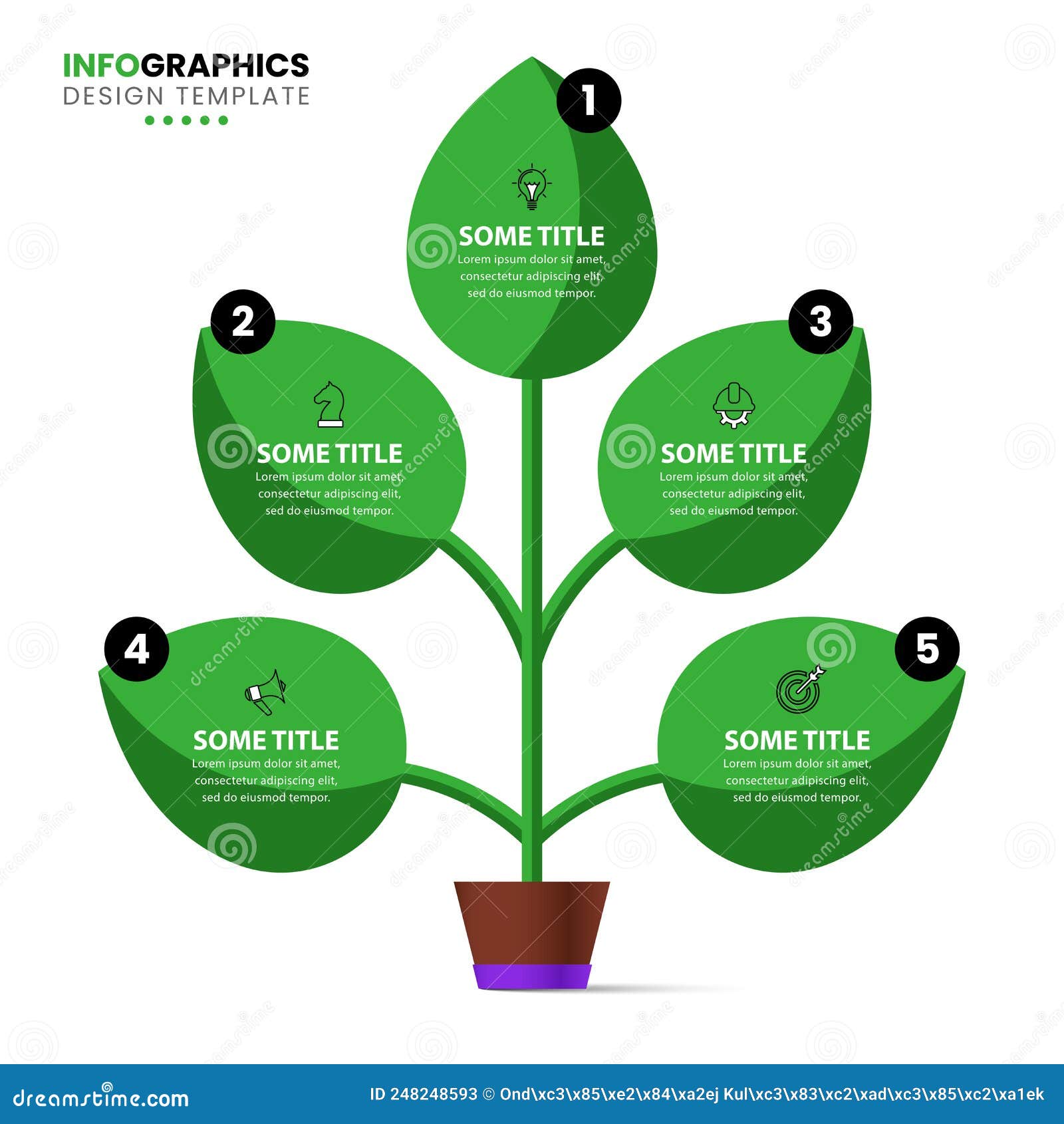 Infographic Template. Plant with Text and Icons in Leaves Stock Vector ...