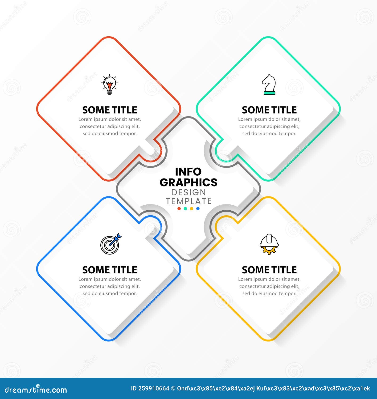 Infographic Template. Puzzle with 4 Steps Connected To the Center Stock ...