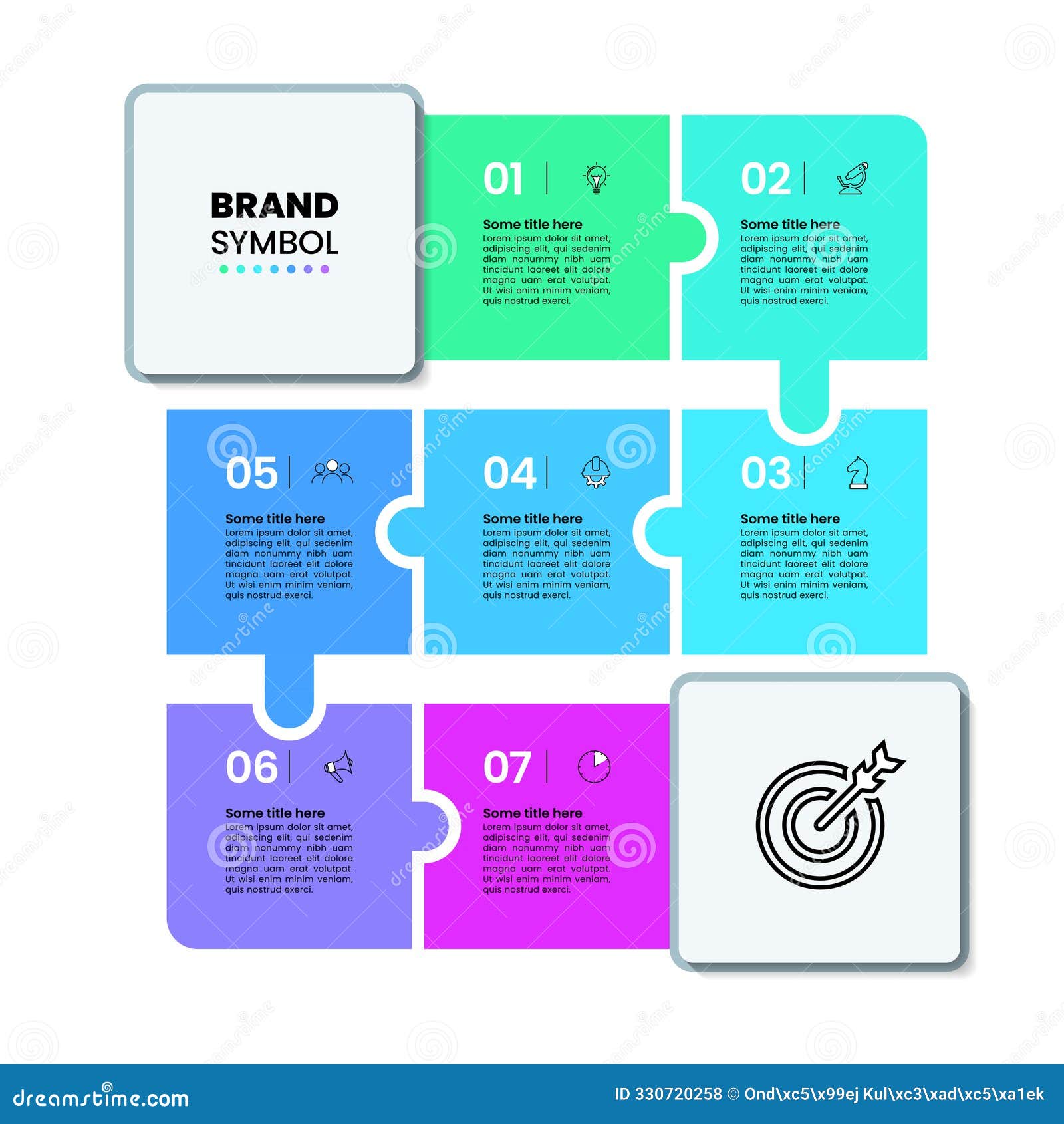 Infographic Template. Line with 7 Steps and Puzzle Pieces Stock ...
