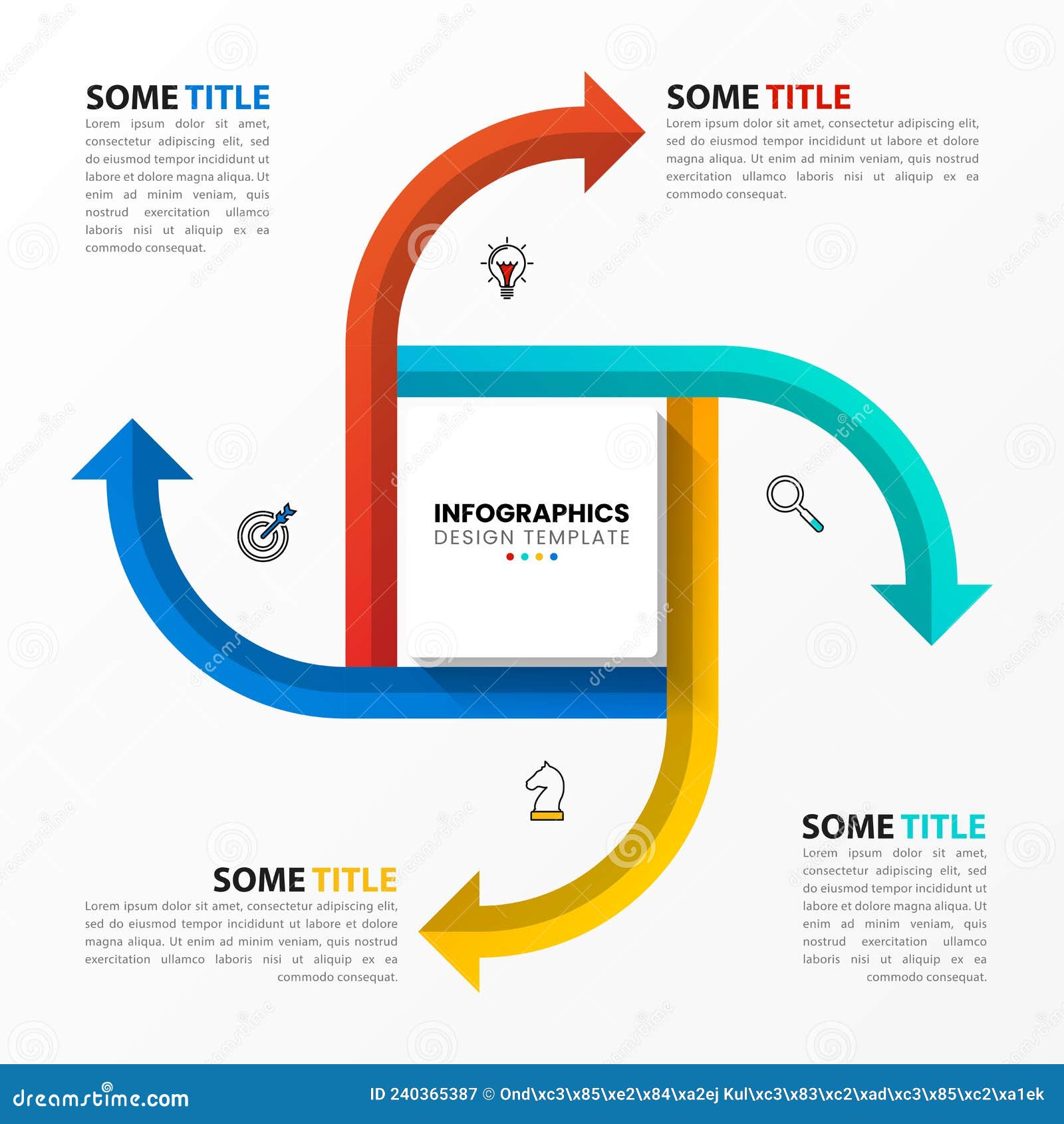 Infographic Template with Icons and 4 Options or Steps. Rectangle Stock ...