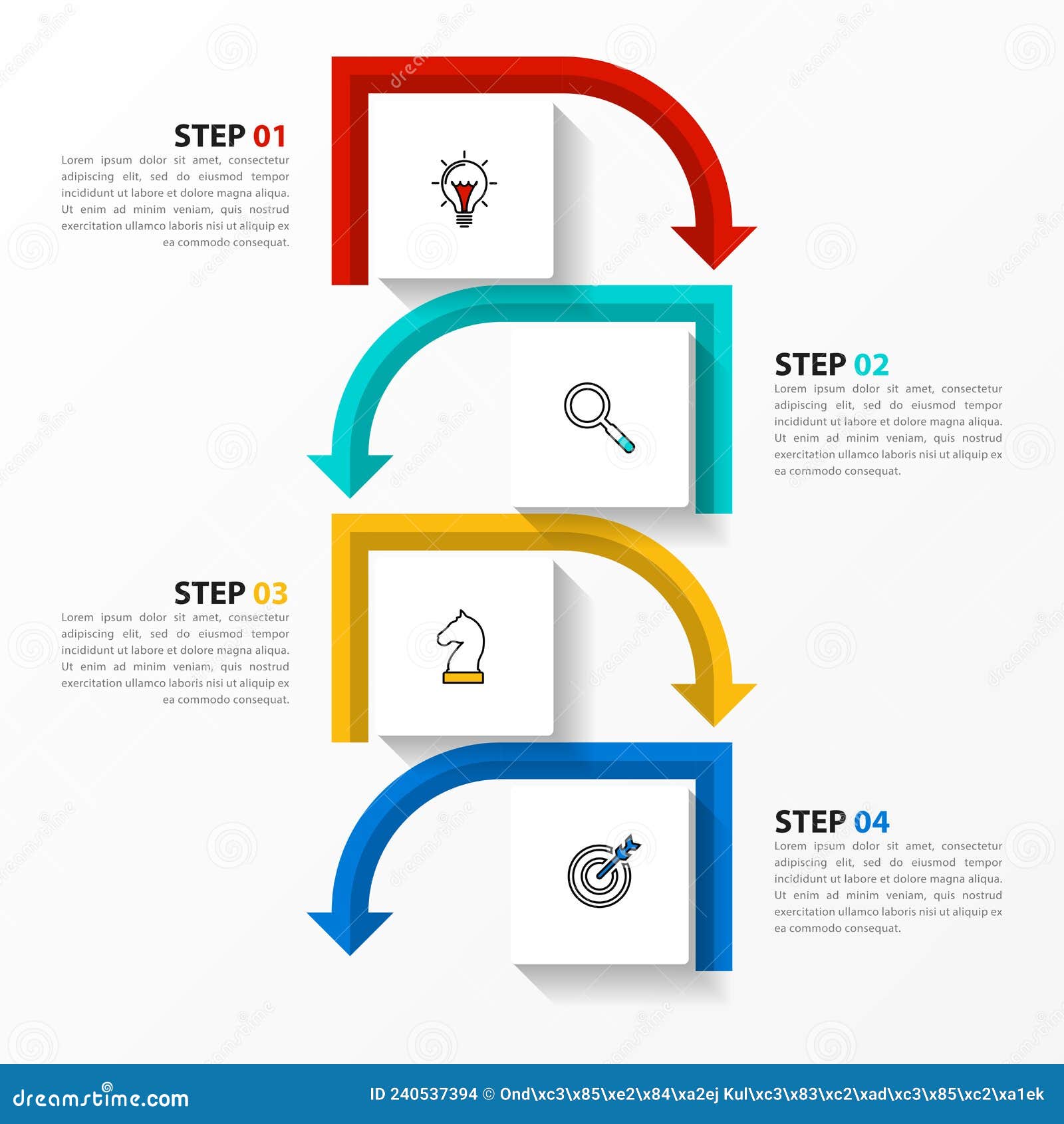 Infographic Template with Icons and 4 Options or Steps. Rectangle Stock ...