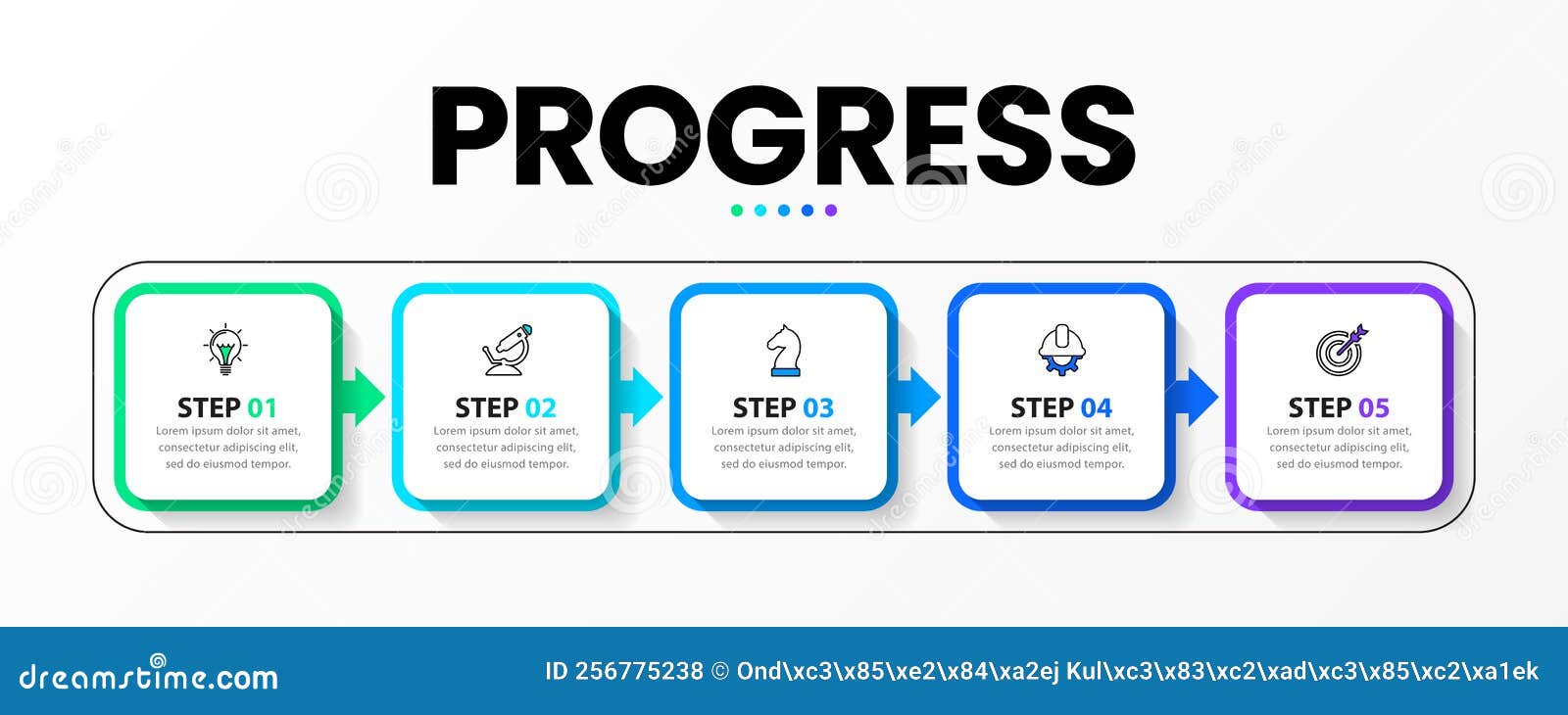 Infographic Templates. 5 Squares with Text in a Row Stock Vector ...