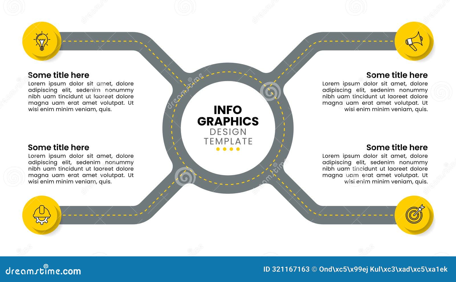 Infographic Template. Roundabout with 4 Exits and Icons Stock Vector ...