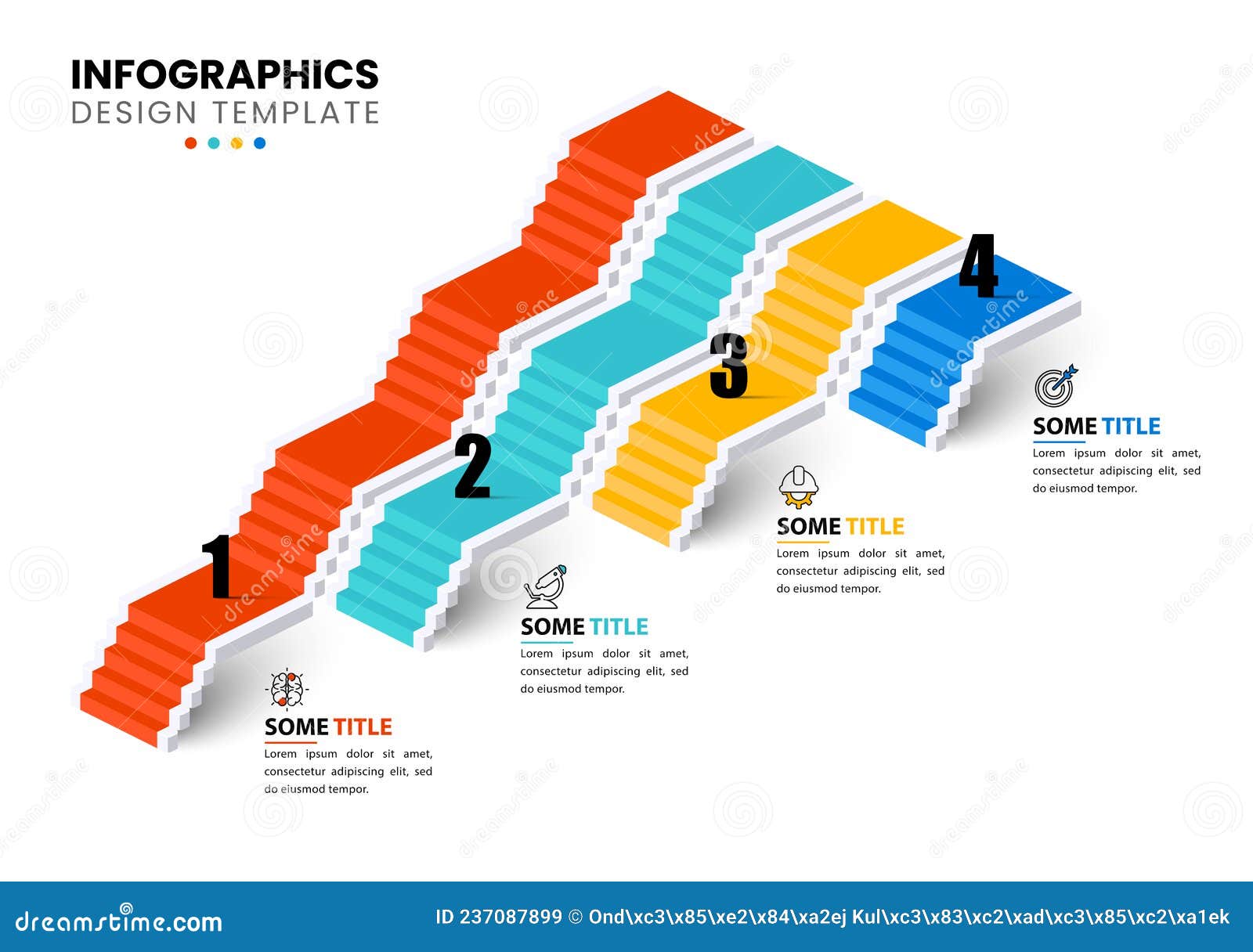 5 Steps Staircase Chart Infographic Element For Presentation. Vector ...