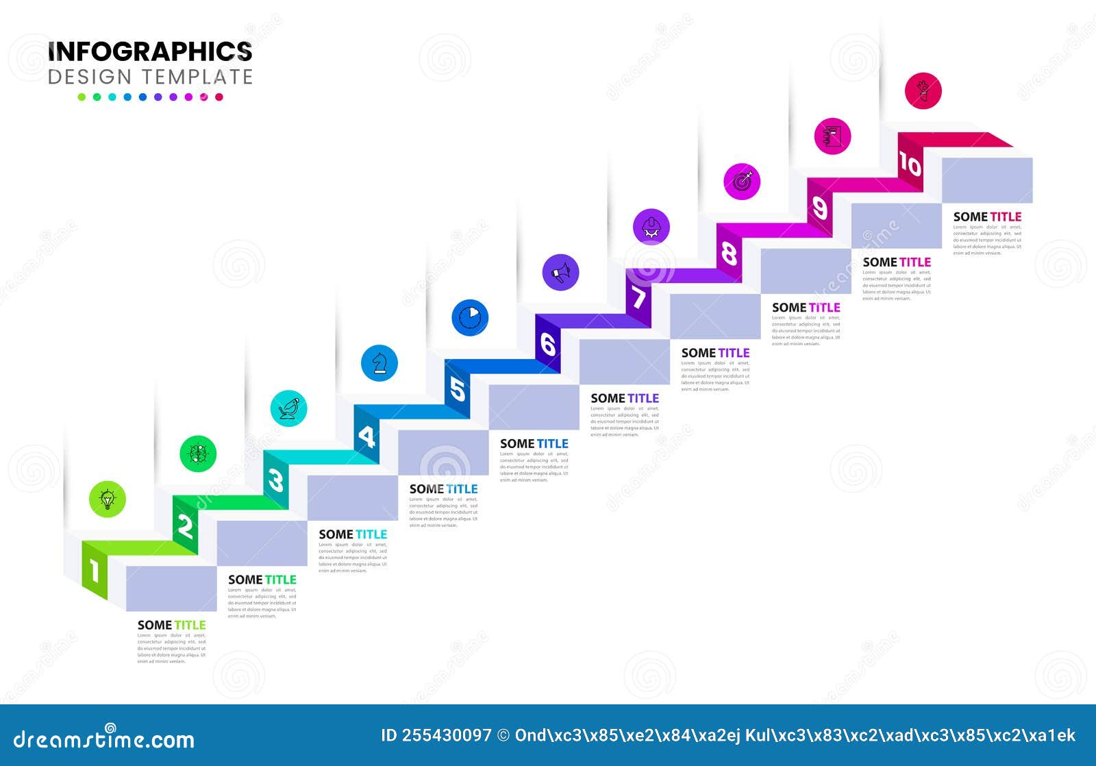 Infographic Template. Staircase with 10 Steps and Numbers Stock Vector ...