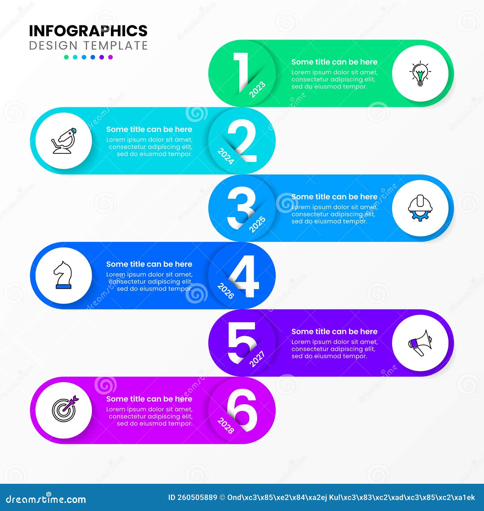 Infographic Template. Vertical Timeline with 6 Circles Stock Vector ...