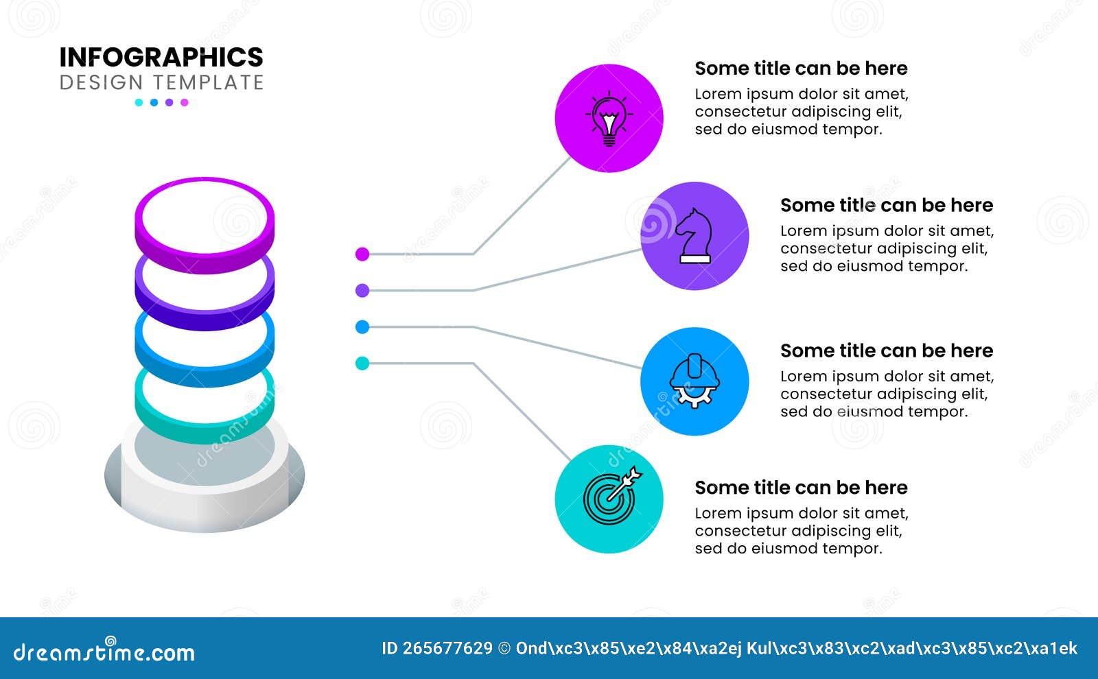Infographic Template. 4 Isometric Circles in a Column. Vector Stock ...