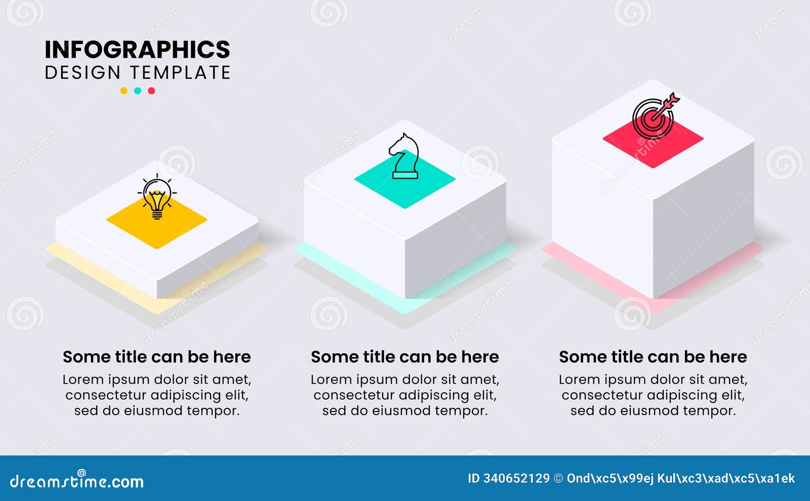 Infographic Template. Isometric Columns with 3 Steps Stock Illustration ...