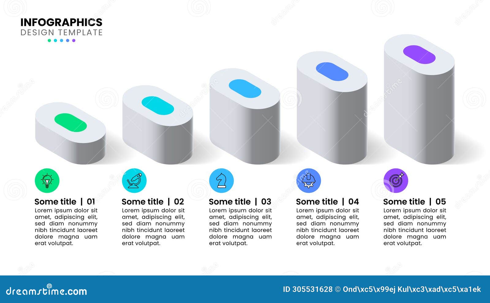 Infographic Template. Isometric Growing Columns with 5 Steps Stock ...