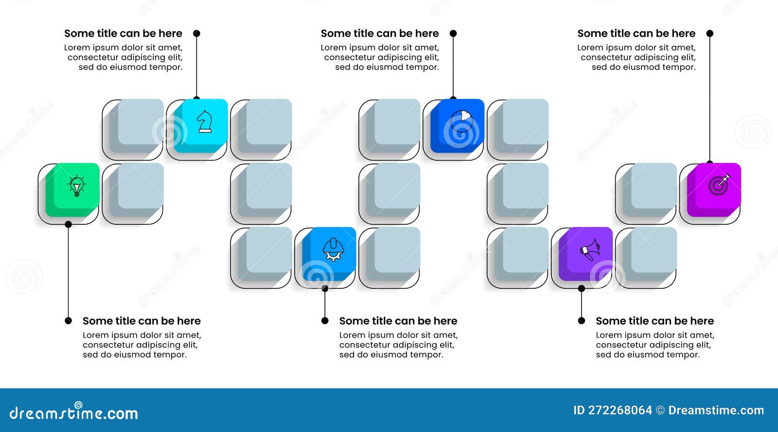 Infographic Template. Isometric Path with 6 Steps and Icons Stock ...
