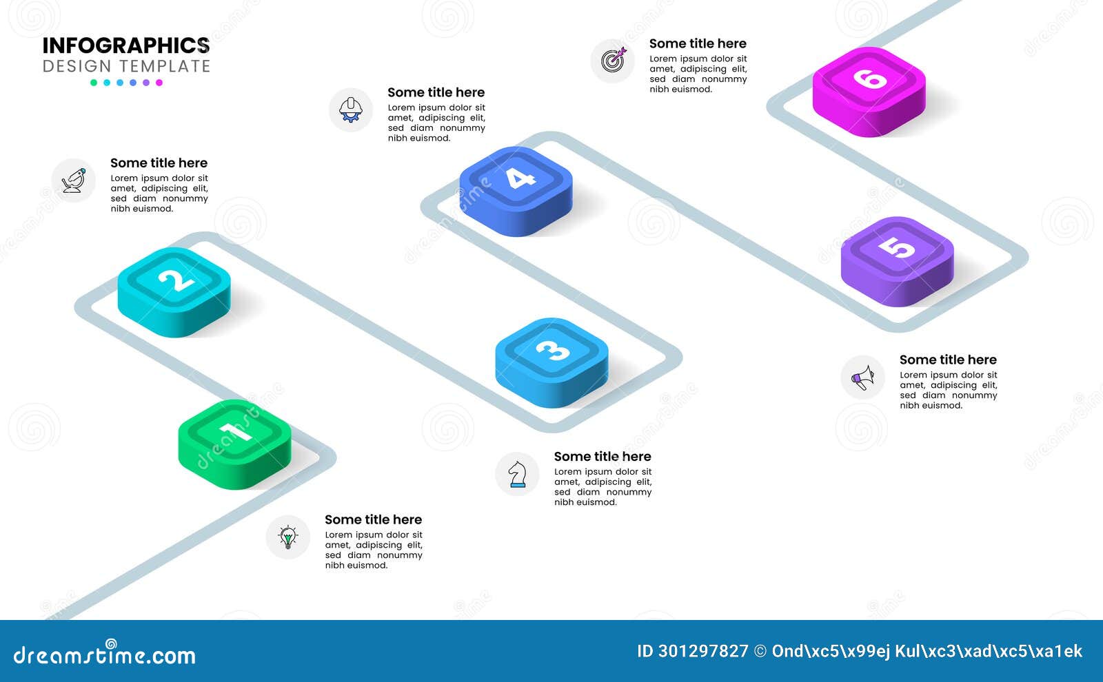 Infographic Template. Isometric Path with 6 Steps Stock Vector ...