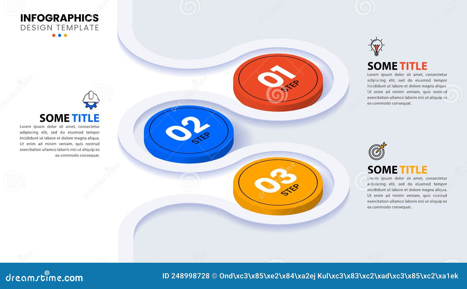 Infographic Template. Isometric Path with Three Steps Stock Vector ...