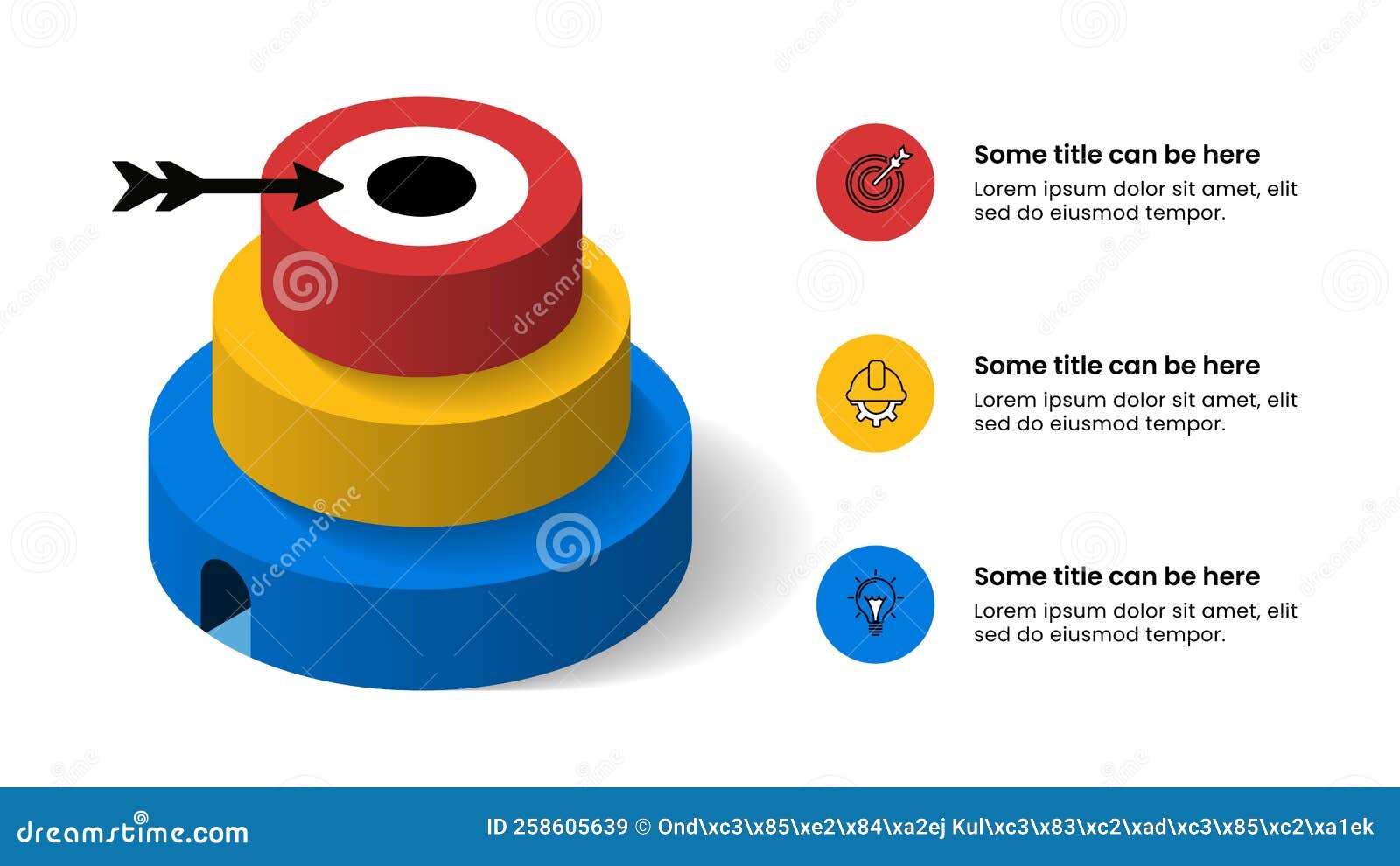 Infographic Template. Isometric Target with 3 Steps and Icons Stock ...