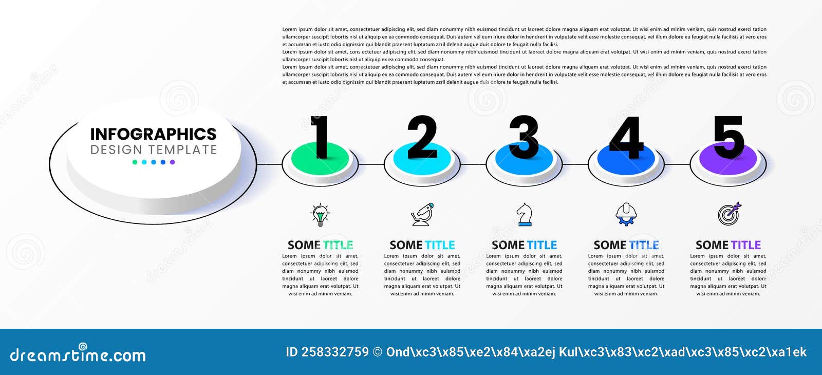 Infographic Template. Isometric Timeline with 5 Steps Stock Vector ...