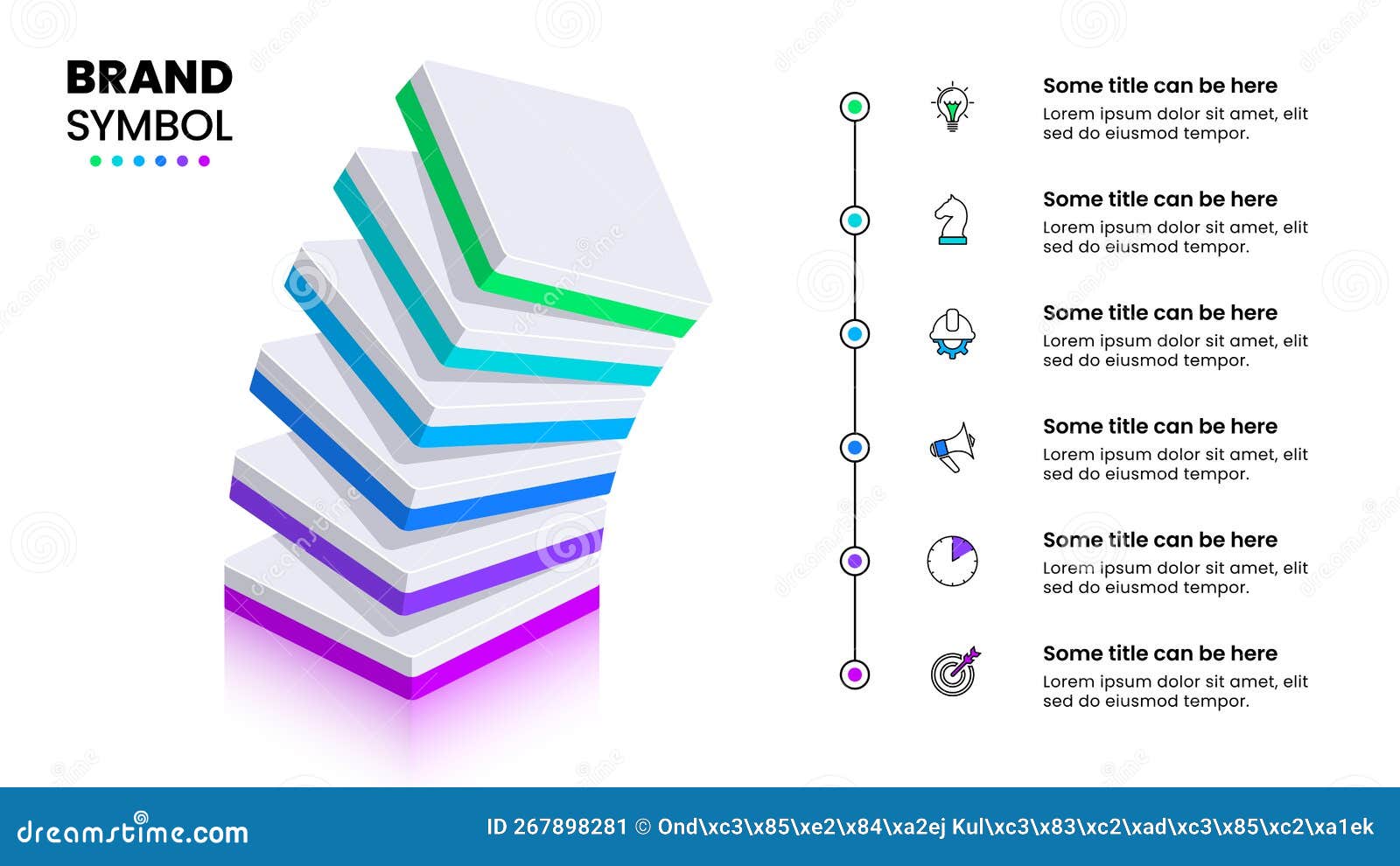 Infographic Template. Isometric Tower with 6 Steps. Vector Stock Vector ...